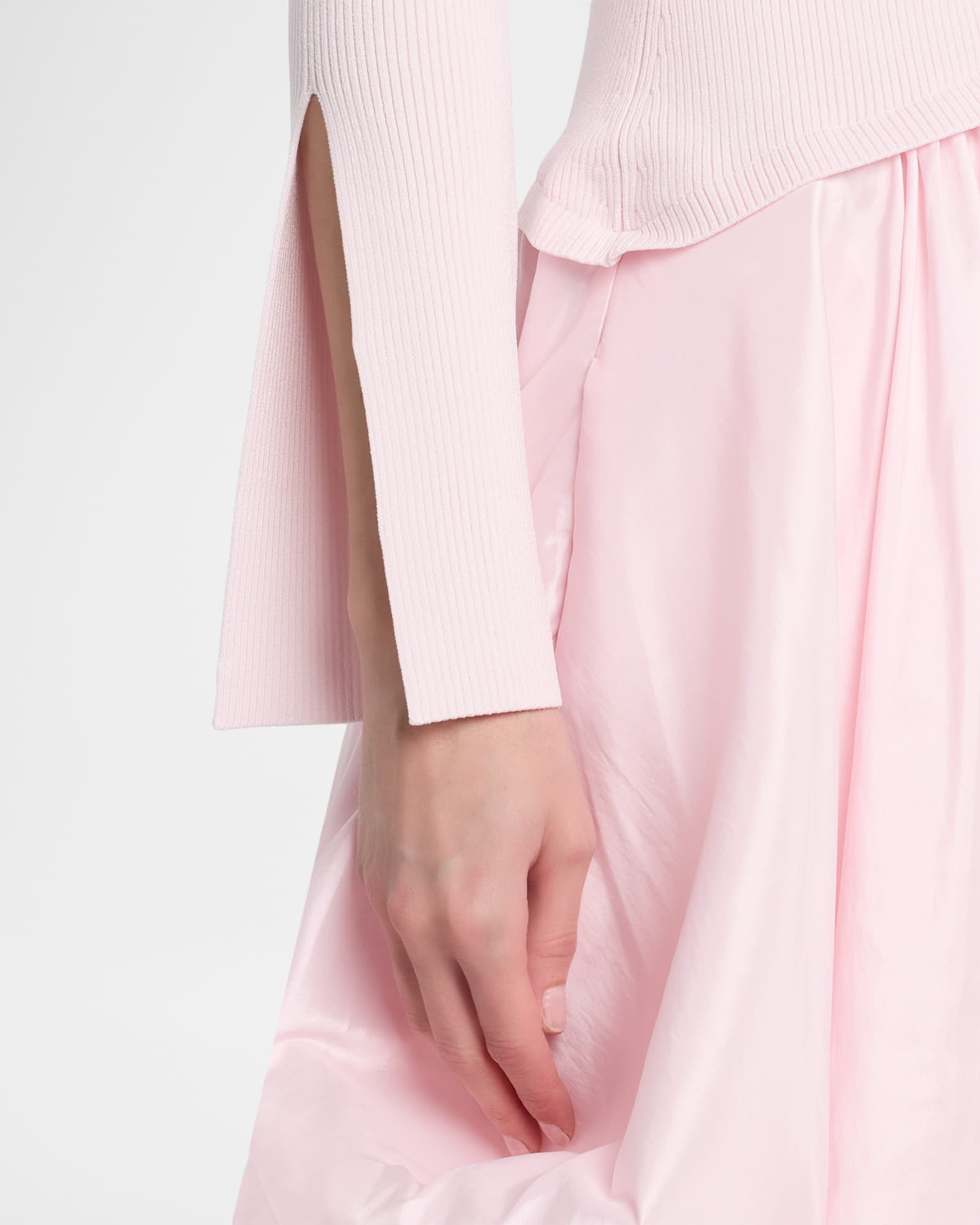 SIMKHAI Kenlie Mock-Neck Bubble Midi Dress | Neiman Marcus