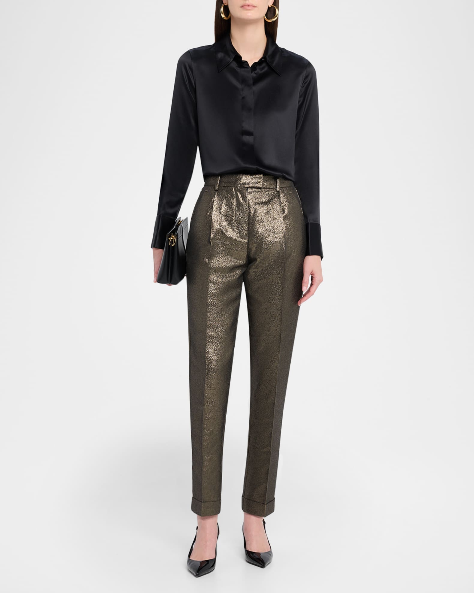 Reiss Concealed-Placket Silk-Satin Shirt | Neiman Marcus