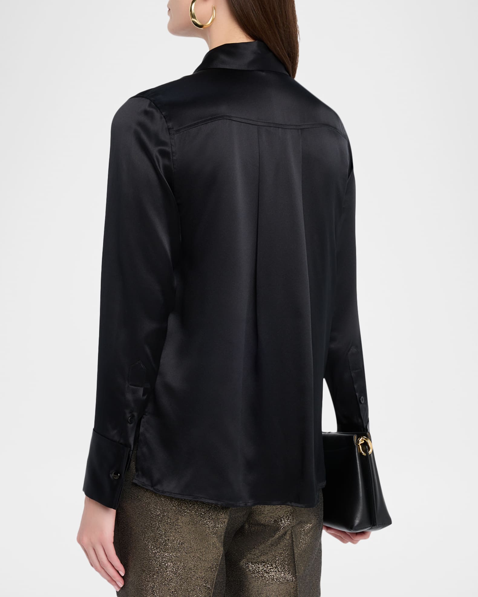 Reiss Concealed-Placket Silk-Satin Shirt | Neiman Marcus