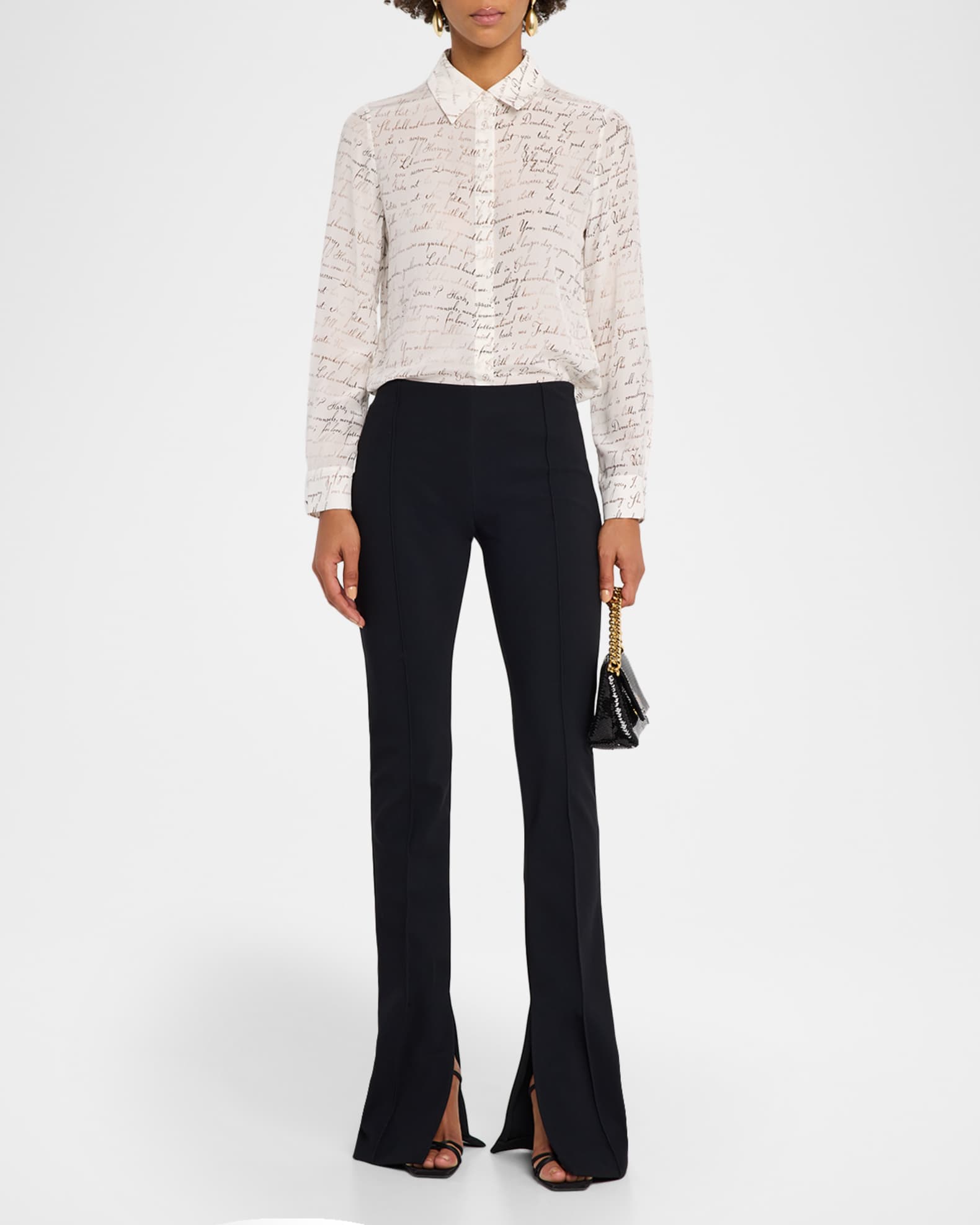 Alice + Olivia Shakespeare's Letter Willa Silk Placket Top | Neiman Marcus