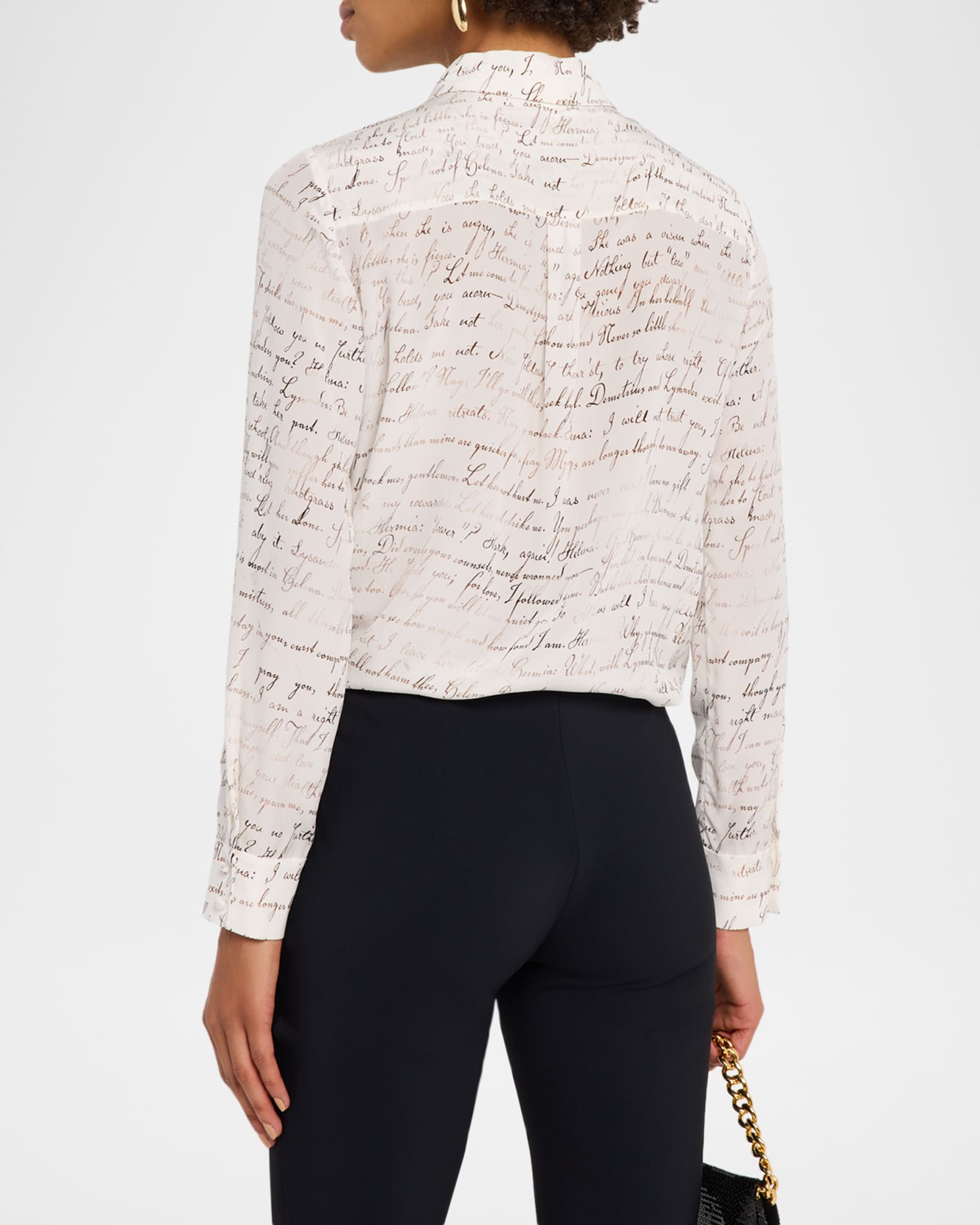 Alice + Olivia Shakespeare's Letter Willa Silk Placket Top | Neiman Marcus