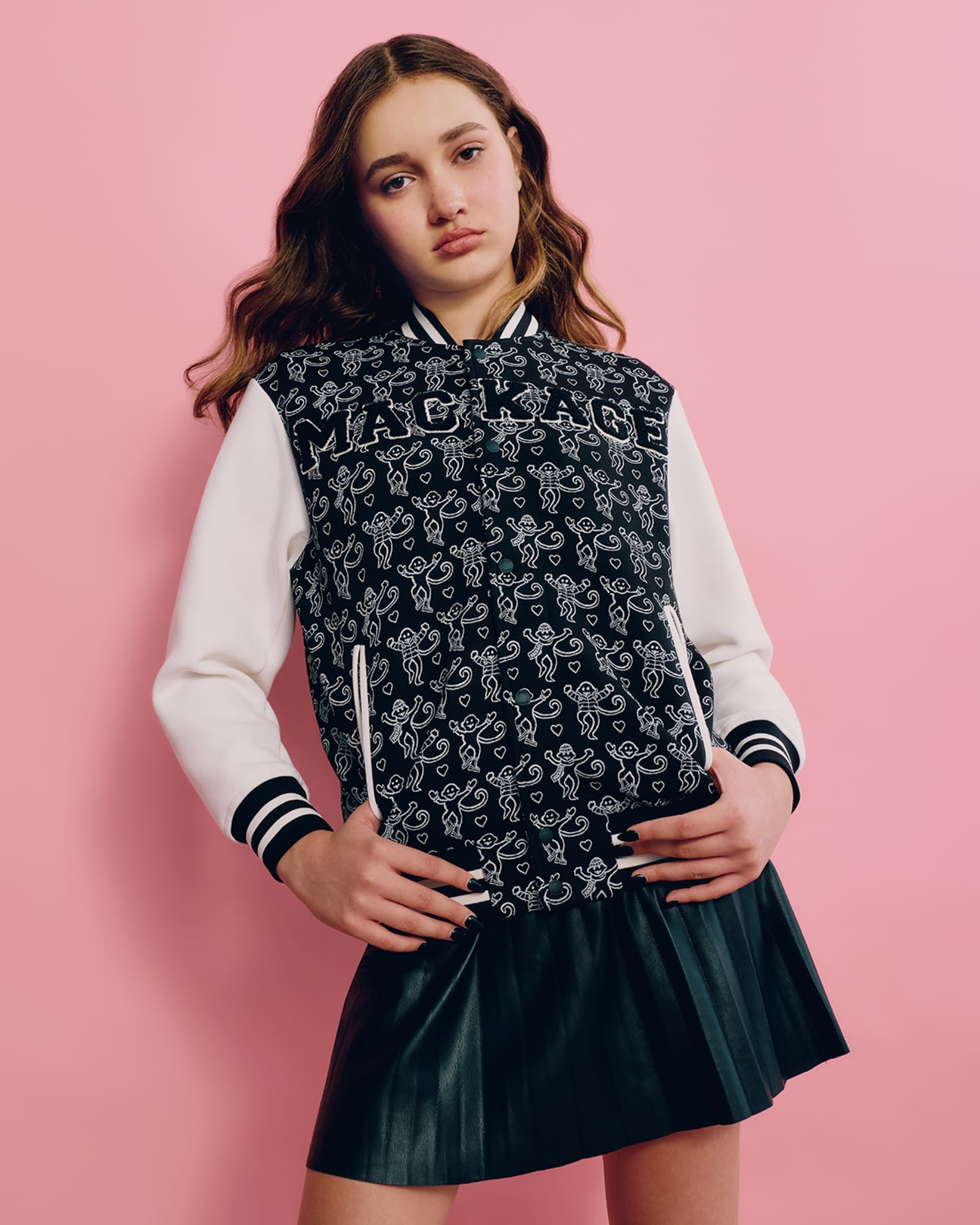 Mackage x Roller Rabbit Kid's NELS Varsity Bomber Jacket, Size 8-12 ...