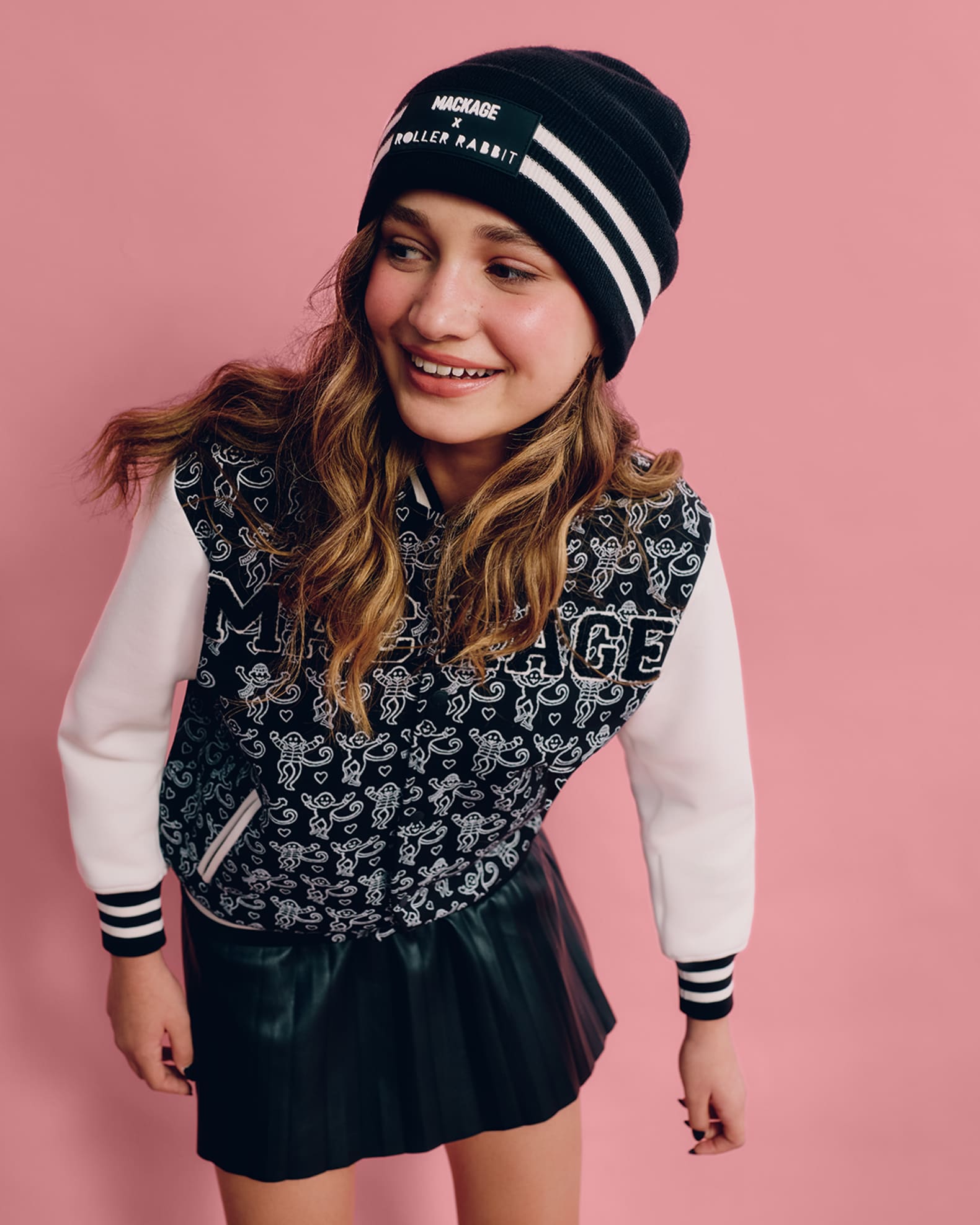 Mackage x Roller Rabbit Kid's NELS Varsity Bomber Jacket, Size 8-12 ...