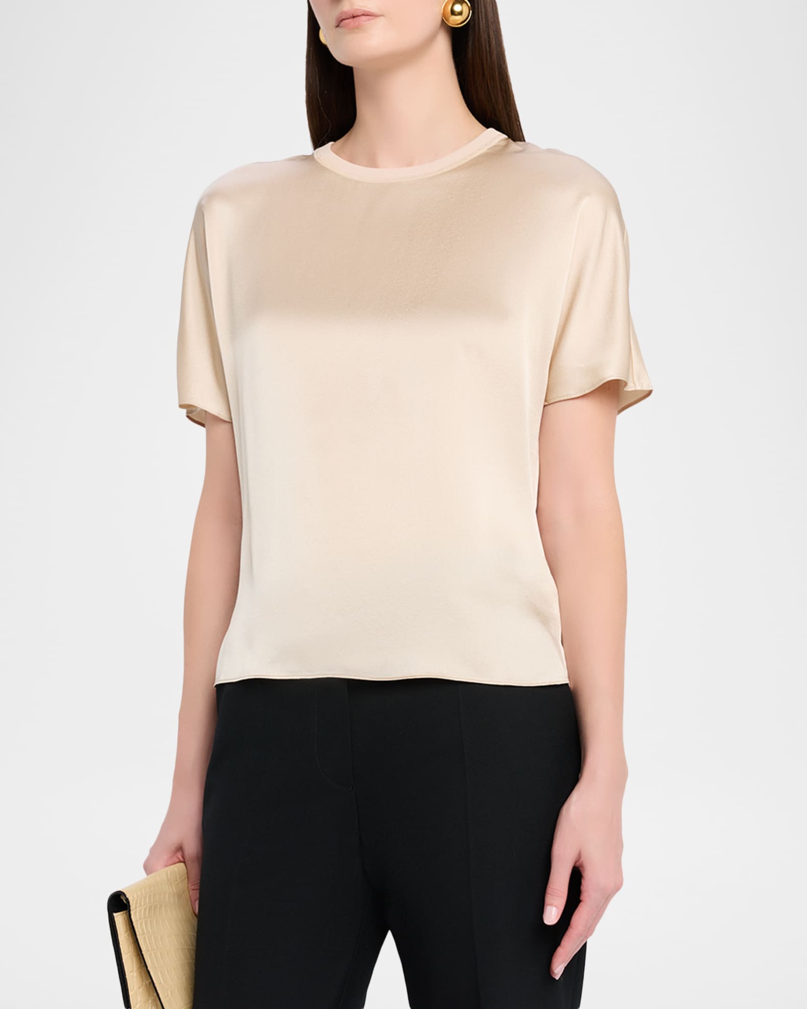 Reiss Lena Short-Sleeve Silk Top | Neiman Marcus