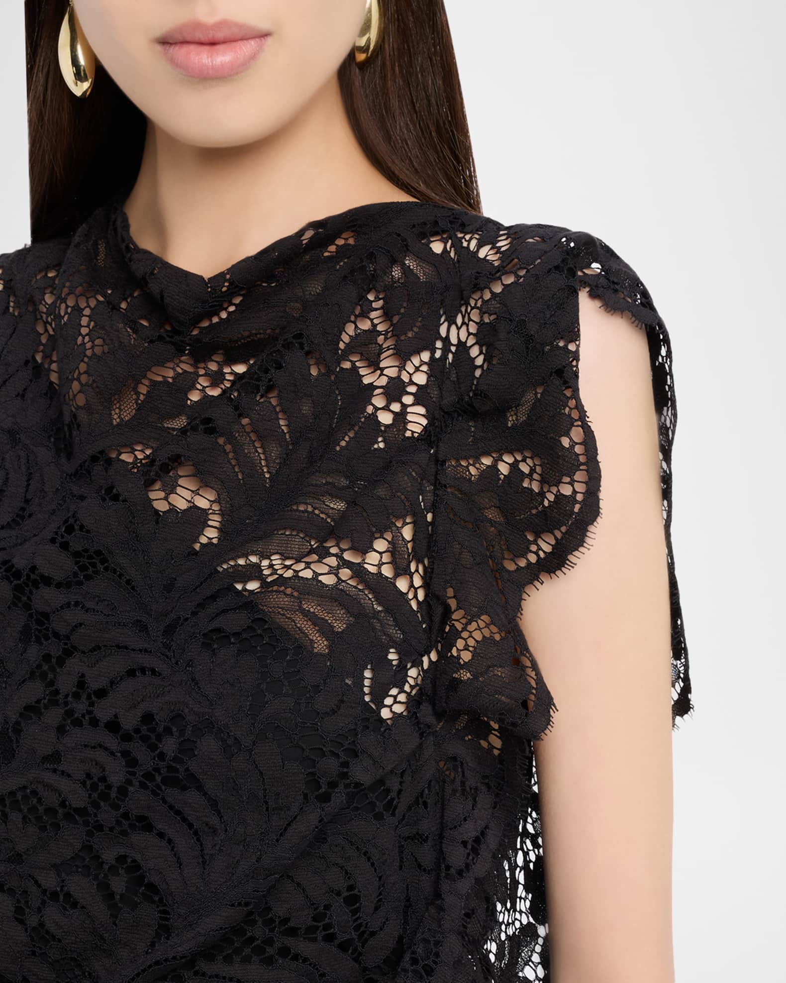 Astrid Draped Lace Dress | Neiman Marcus