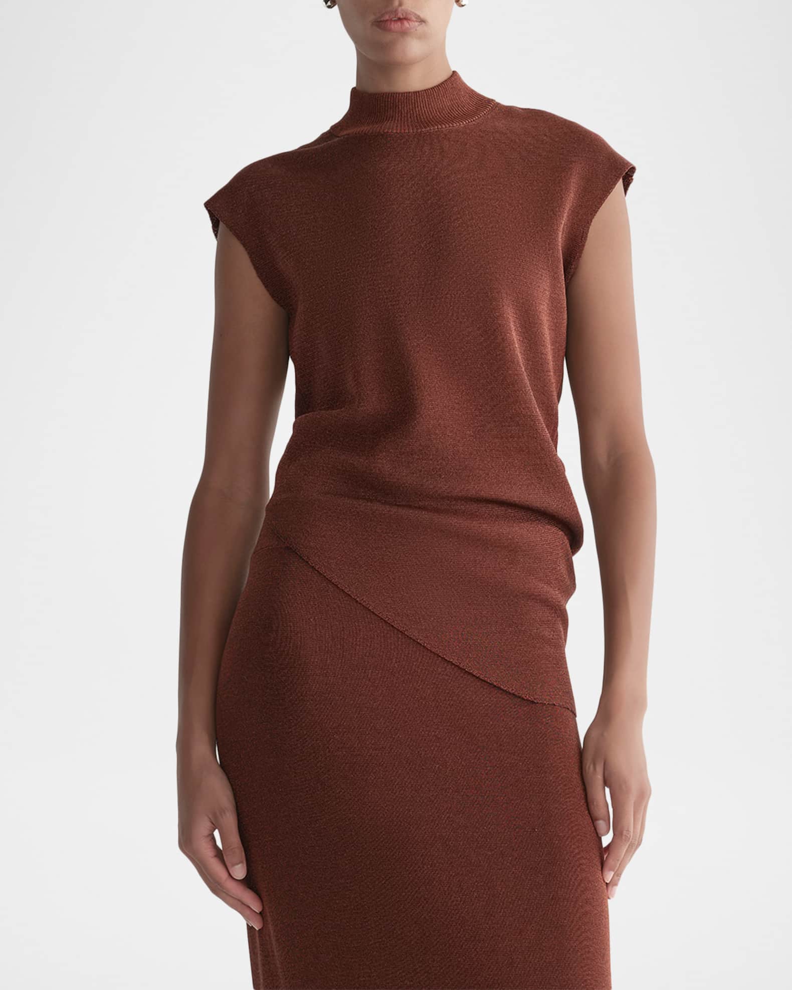 A.L.C. Edith Asymmetric Mock-Neck Top | Neiman Marcus