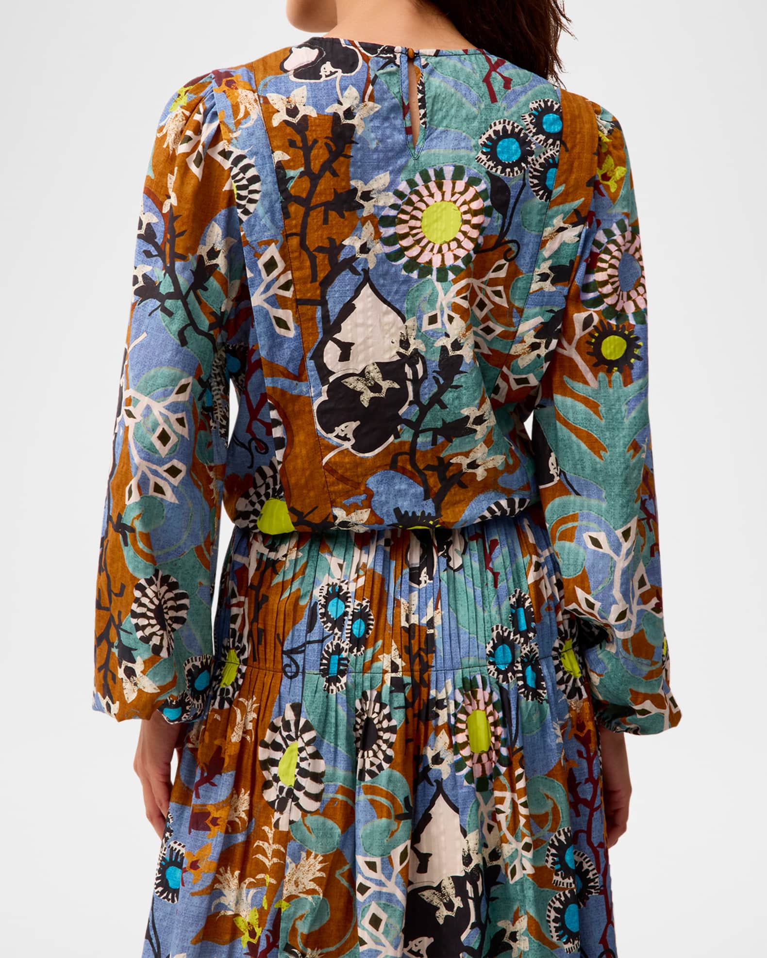 Marie Oliver Hallie Floral-Print Blouson Top | Neiman Marcus