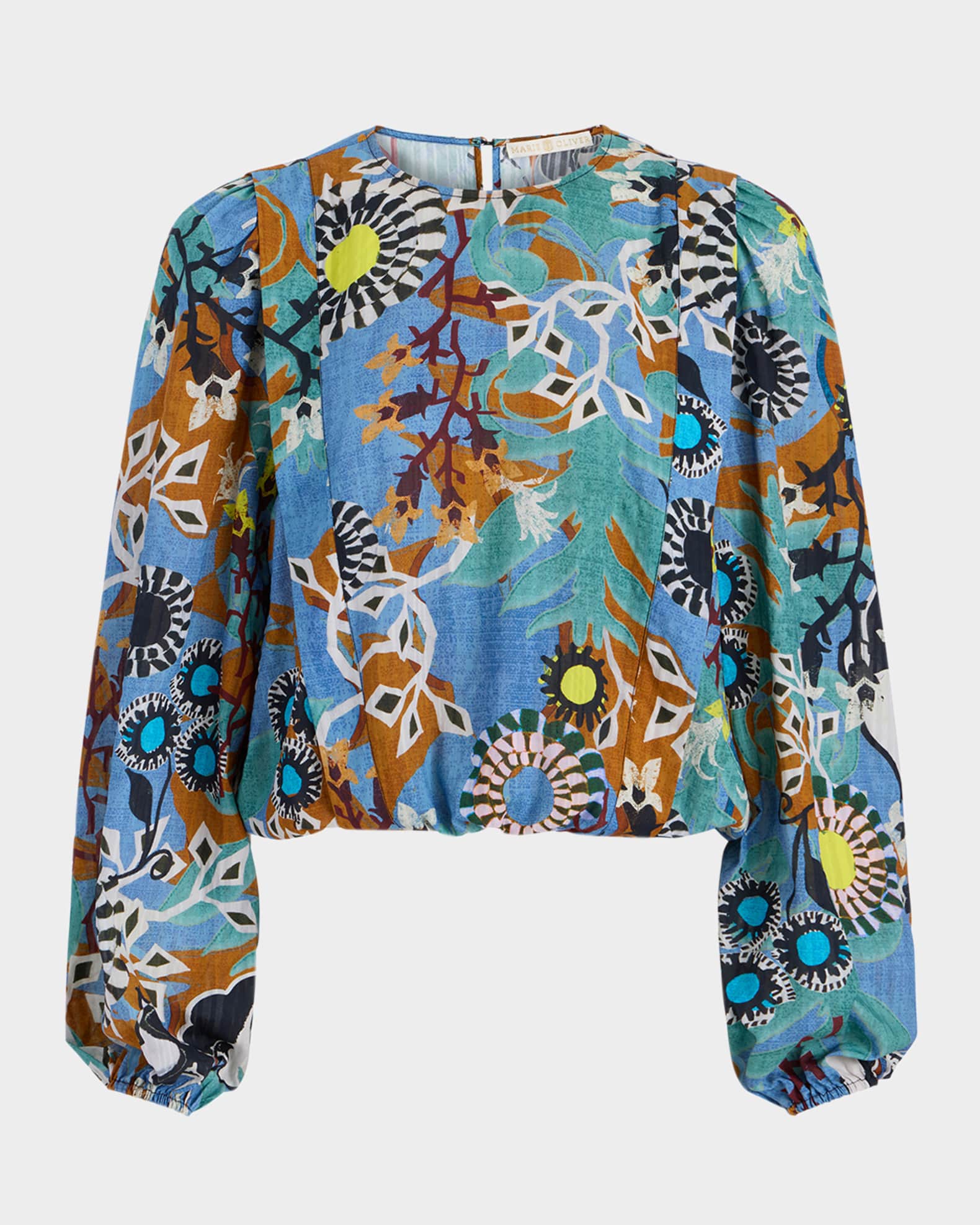Marie Oliver Hallie Floral-Print Blouson Top | Neiman Marcus