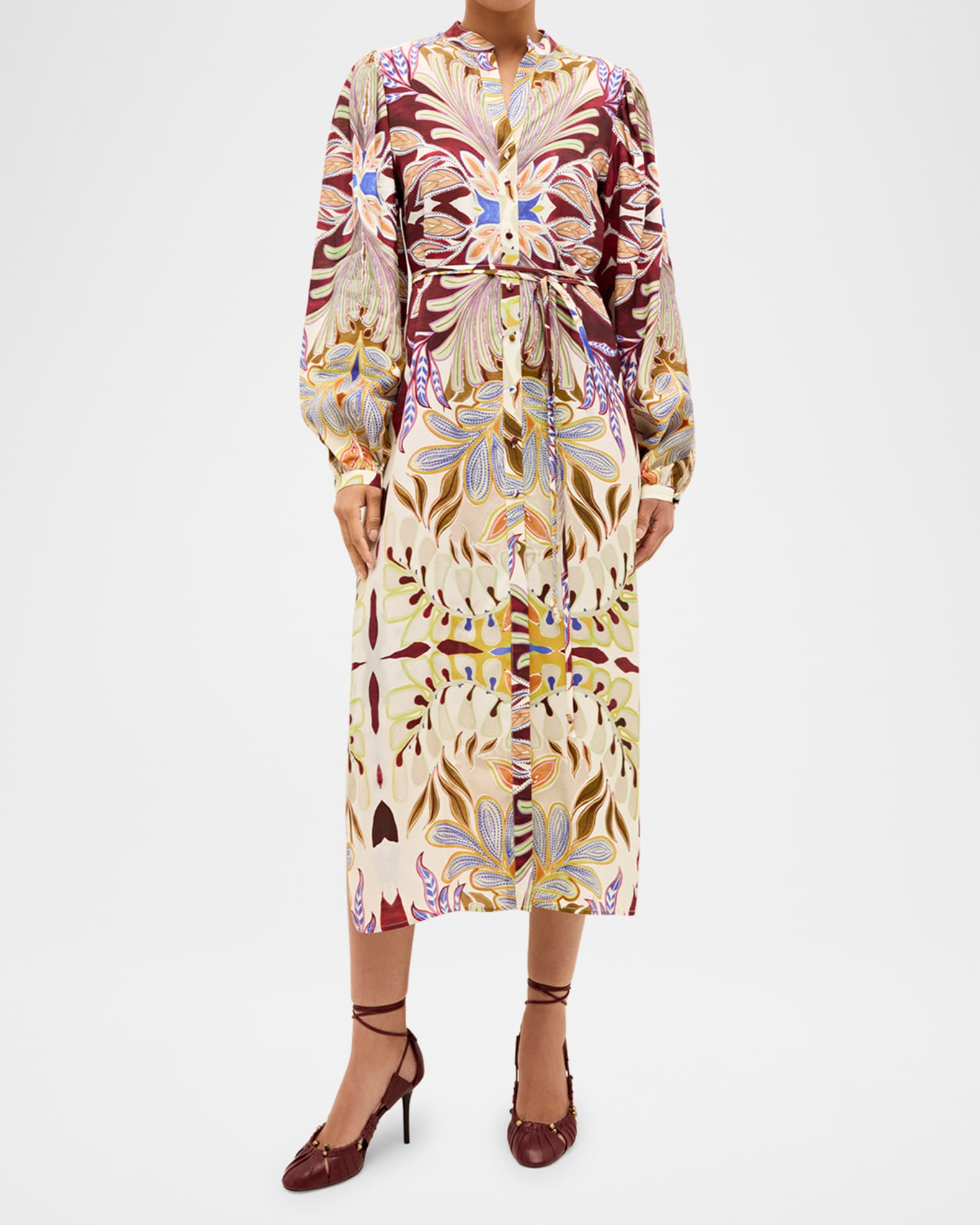 Marie Oliver Gregory Tranquility-Print Viscose Midi Dress | Neiman Marcus