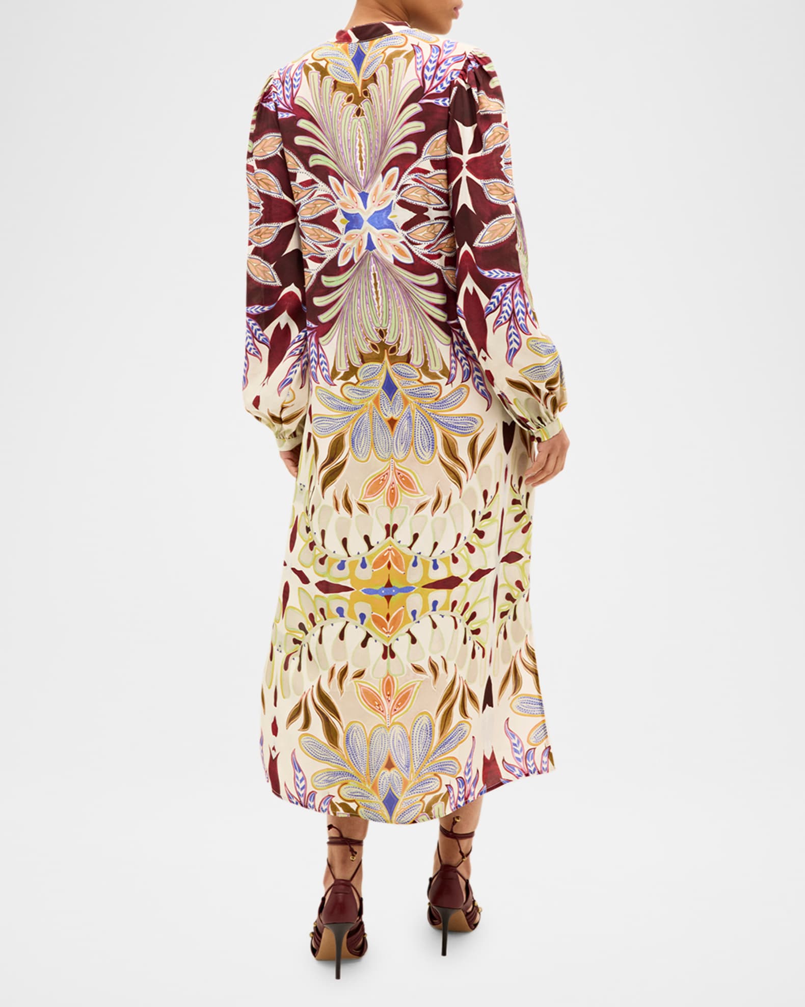 Marie Oliver Gregory Tranquility-Print Viscose Midi Dress | Neiman Marcus