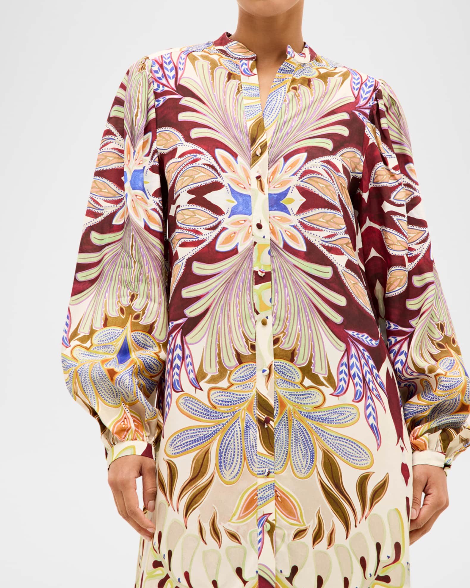 Marie Oliver Gregory Tranquility-Print Viscose Midi Dress | Neiman Marcus