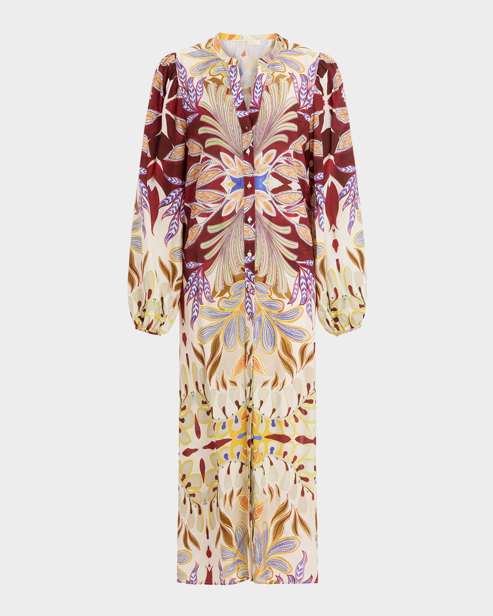 Marie Oliver Gregory Tranquility-Print Viscose Midi Dress | Neiman Marcus
