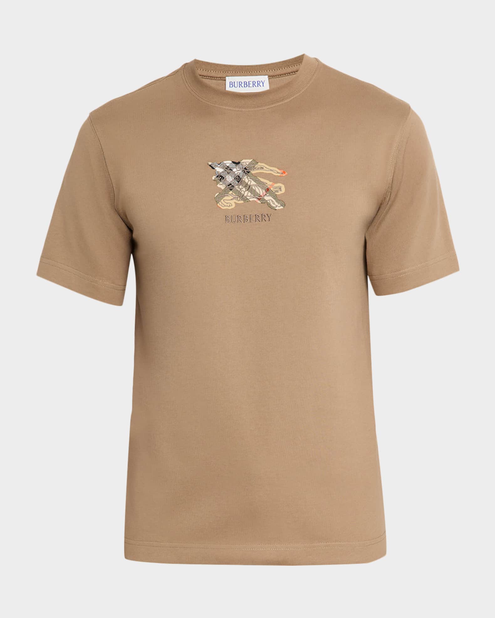 Burberry Men's Embroidered EKD Check Logo Slim-Fit Cotton T-Shirt | Neiman Marcus
