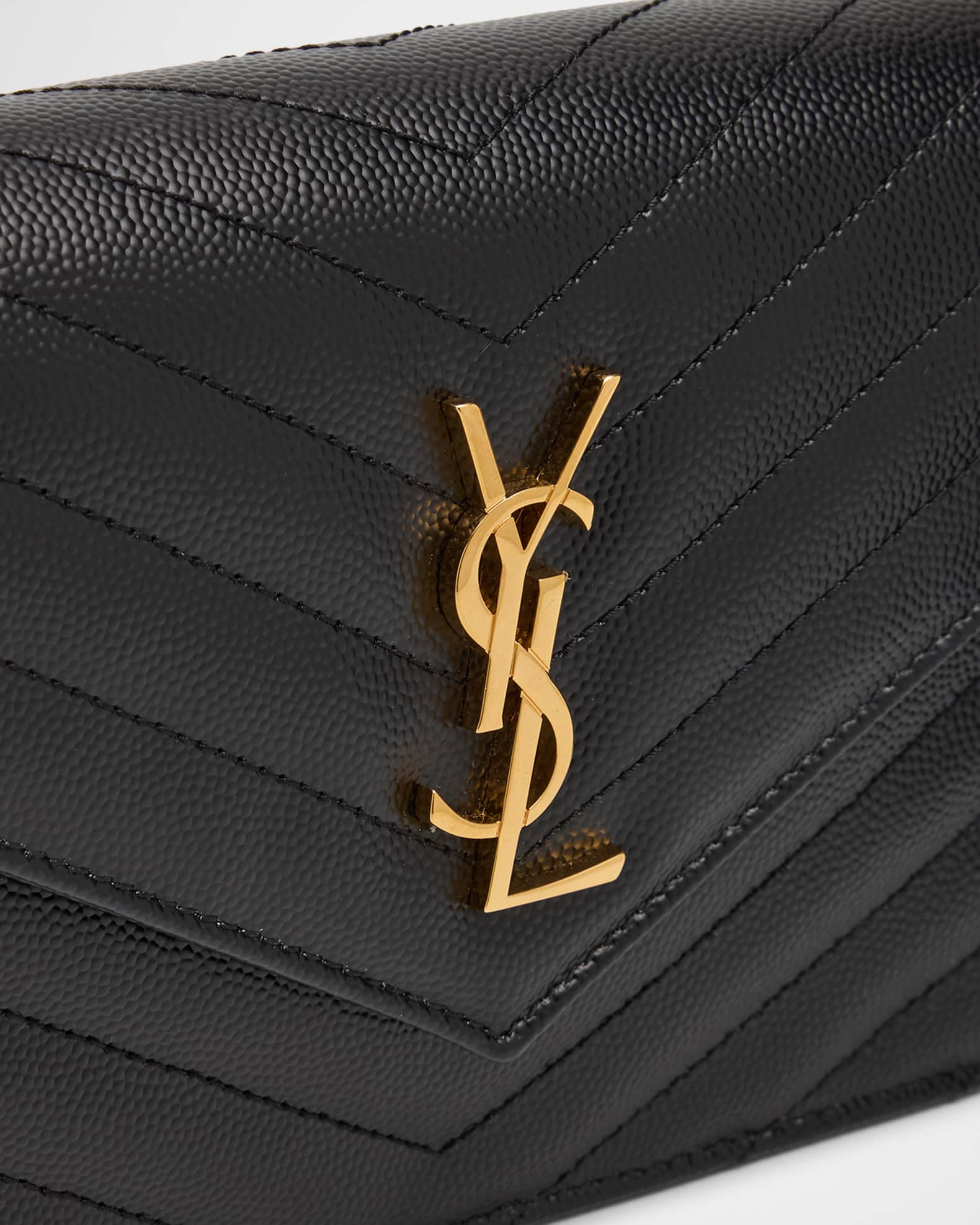 Small YSL Wallet on Chain in Grain Leather | Neiman Marcus