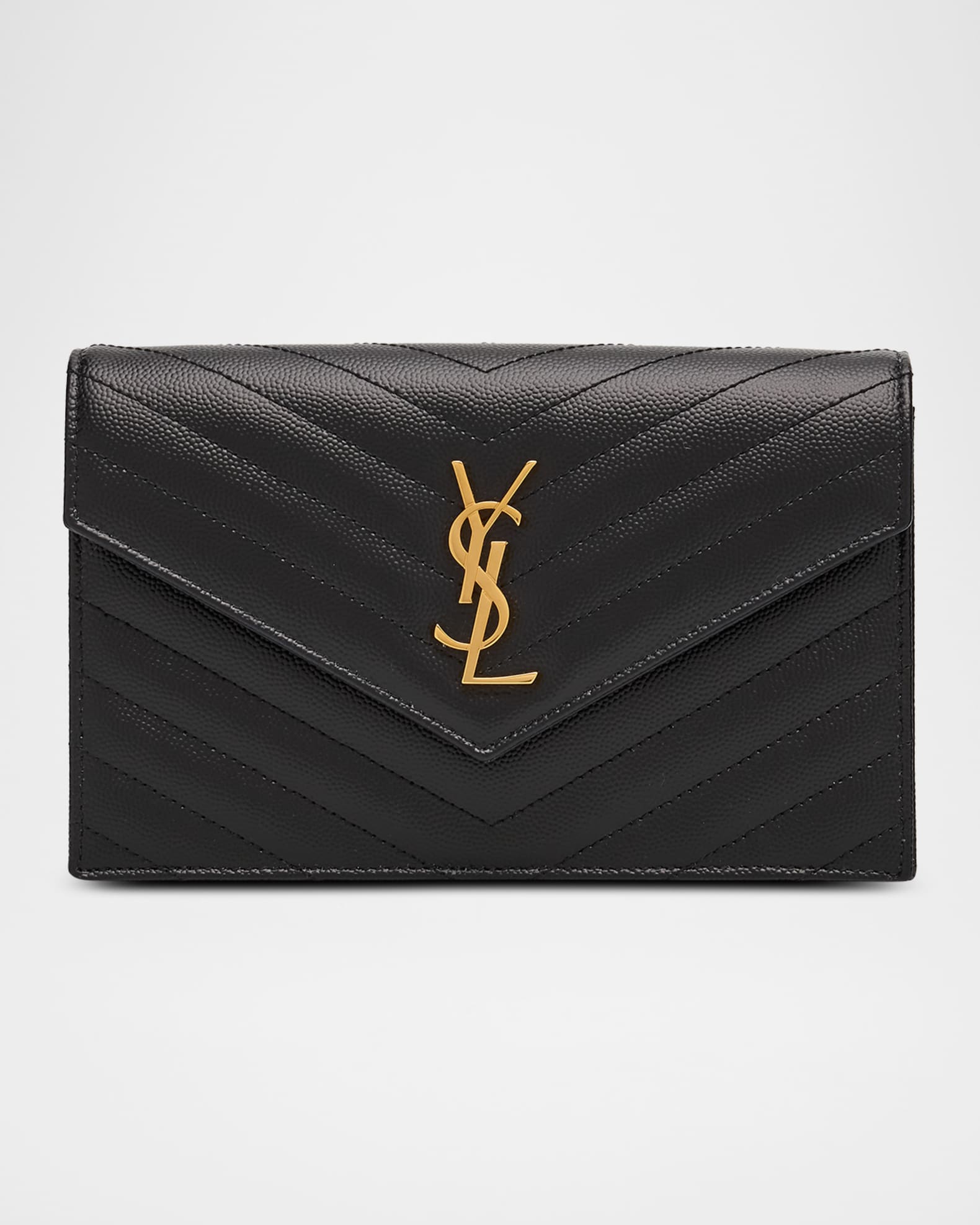 Small YSL Wallet on Chain in Grain Leather | Neiman Marcus