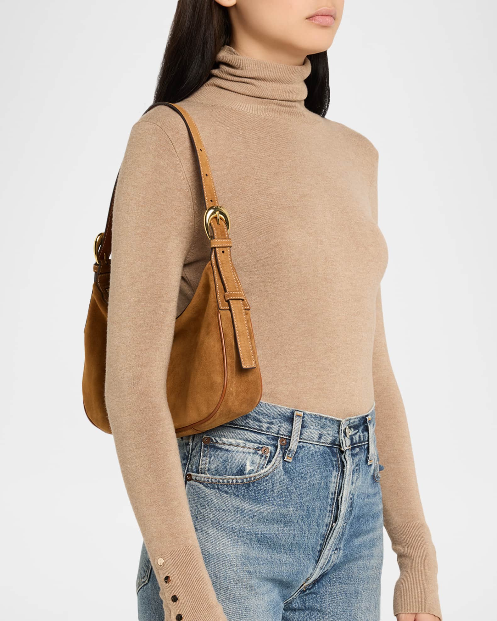 STAUD Pine Suede Shoulder Bag | Neiman Marcus