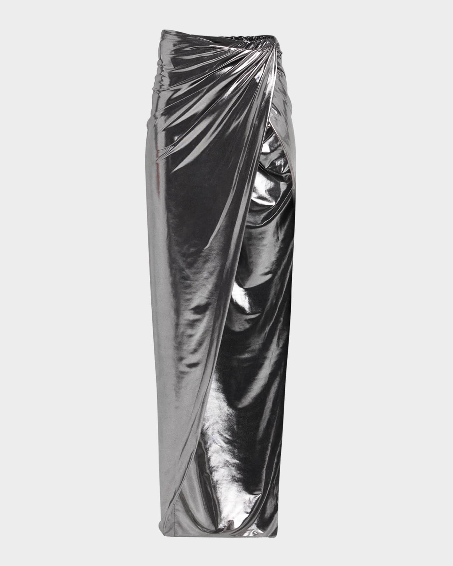 LaQuan Smith Twisted Metallic Jersey Maxi Skirt | Neiman Marcus