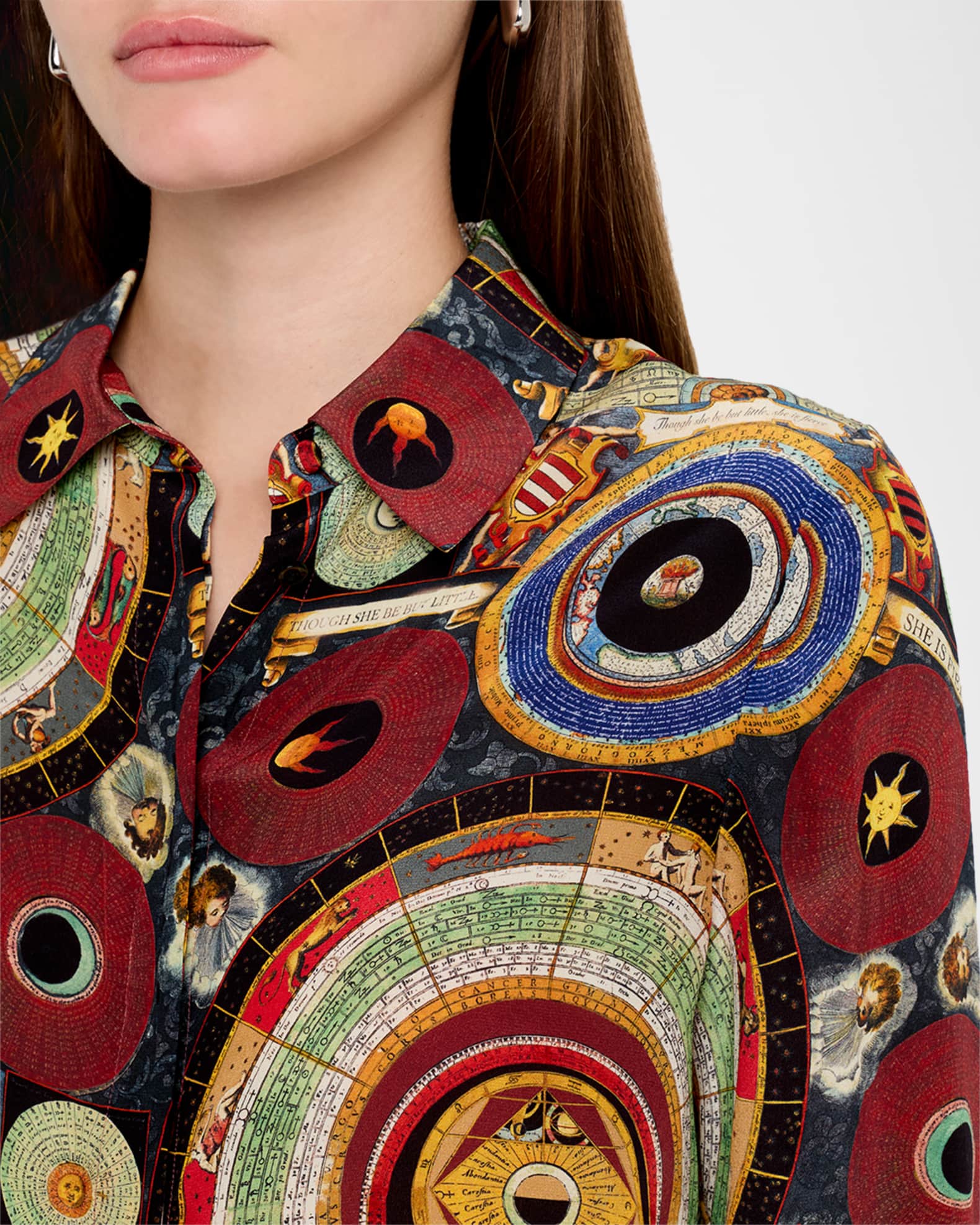 Alice + Olivia Hands of Time Willa Placket Top | Neiman Marcus