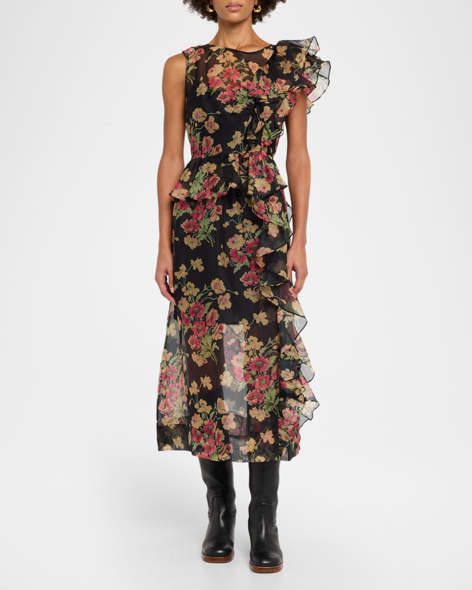 Sea Cornelia Floral Organza Midi Dress | Neiman Marcus