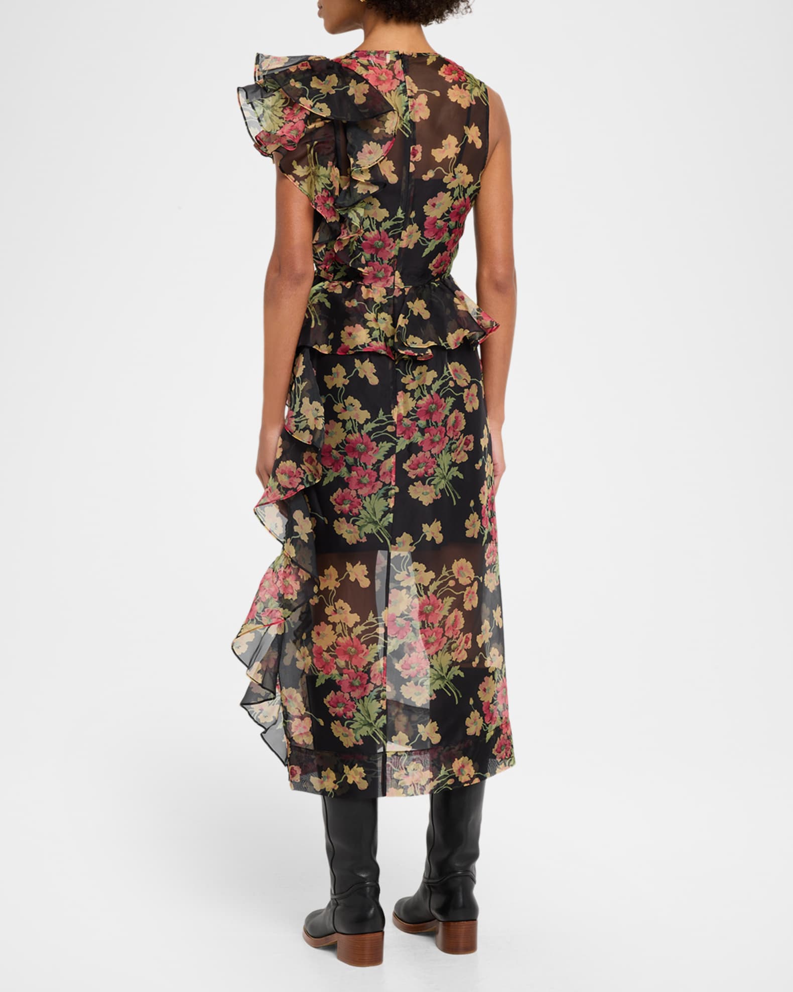 Sea Cornelia Floral Organza Midi Dress | Neiman Marcus