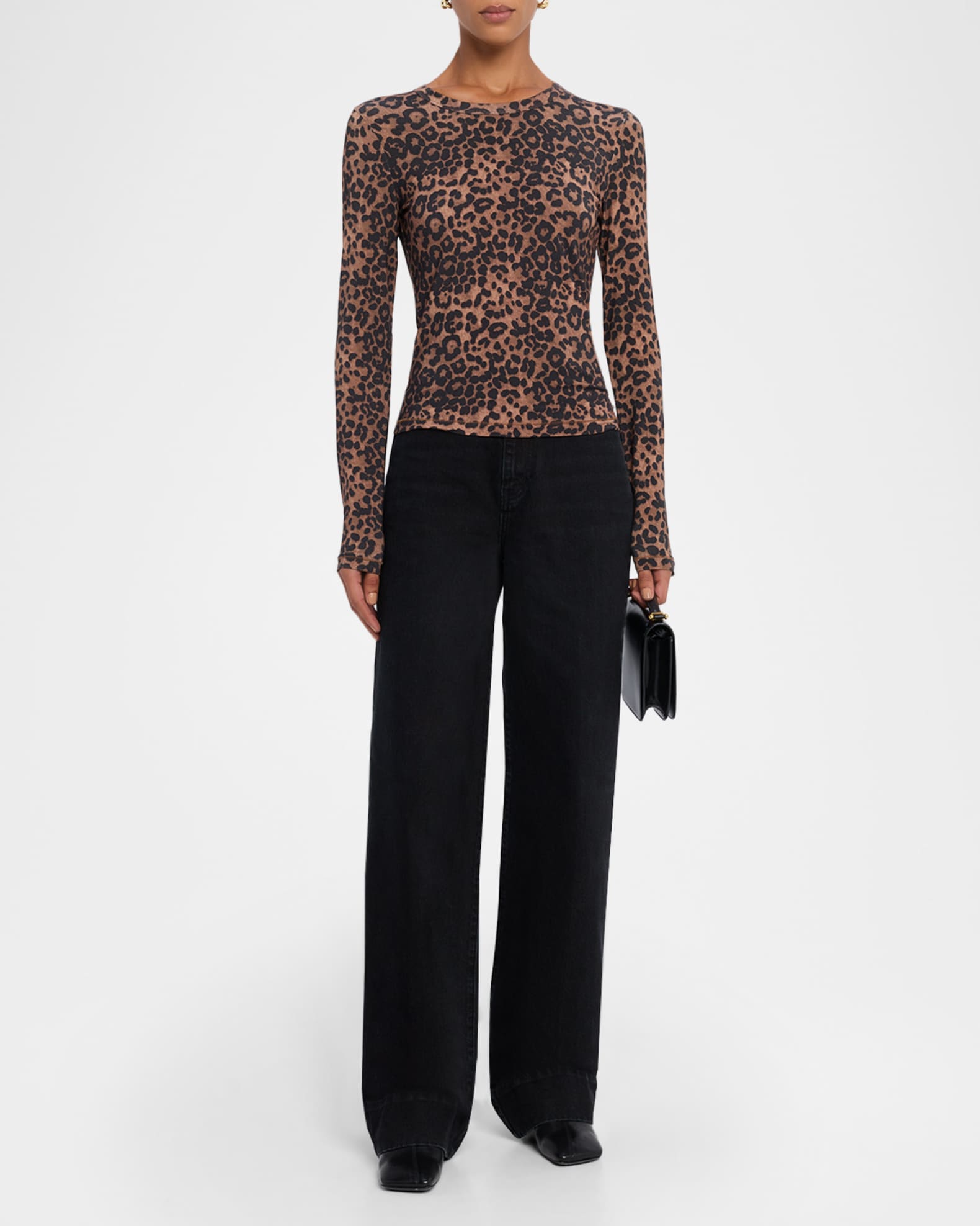 Rag & Bone Luca Long-Sleeve Leopard Tee | Neiman Marcus