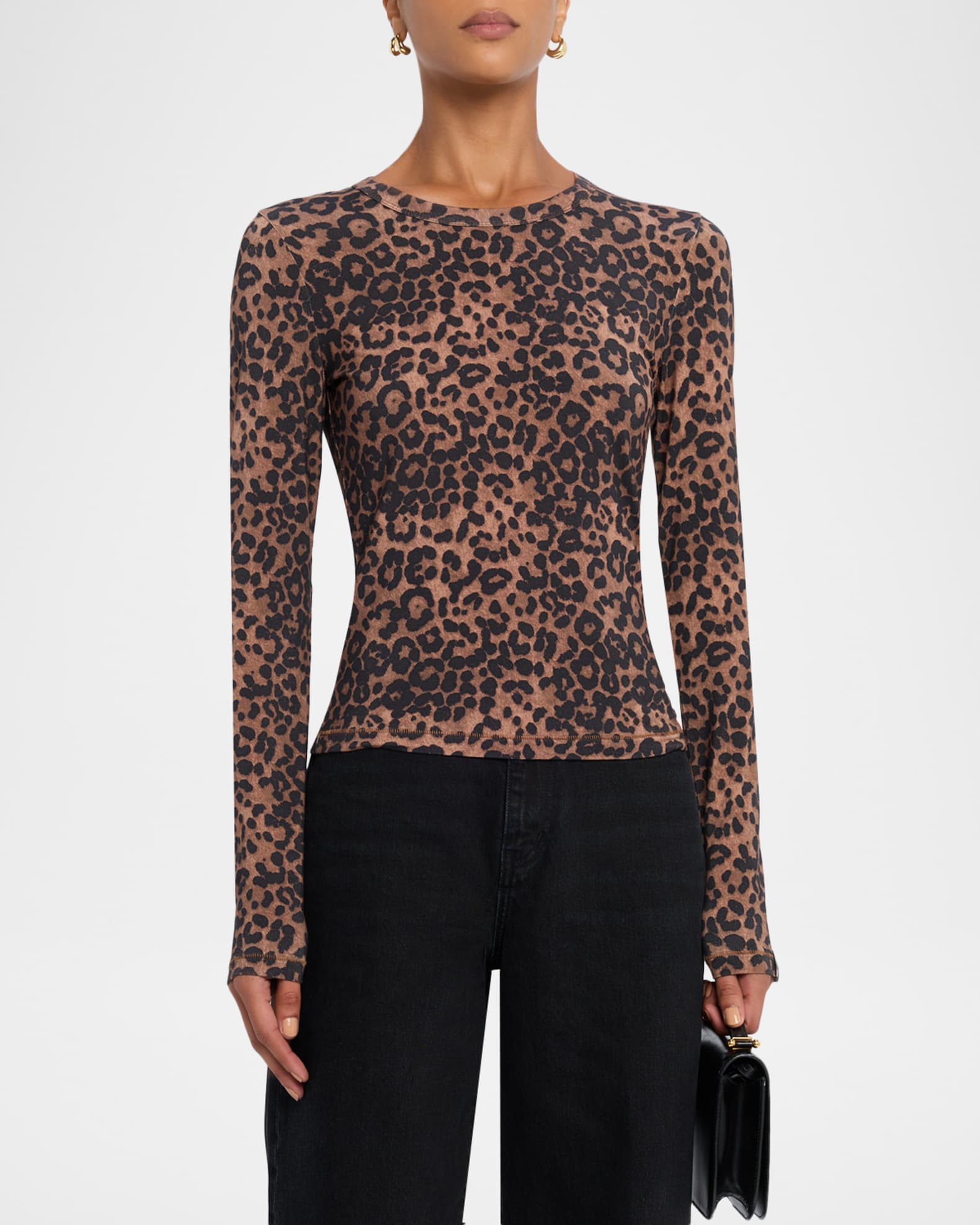 Rag & Bone Luca Long-Sleeve Leopard Tee | Neiman Marcus
