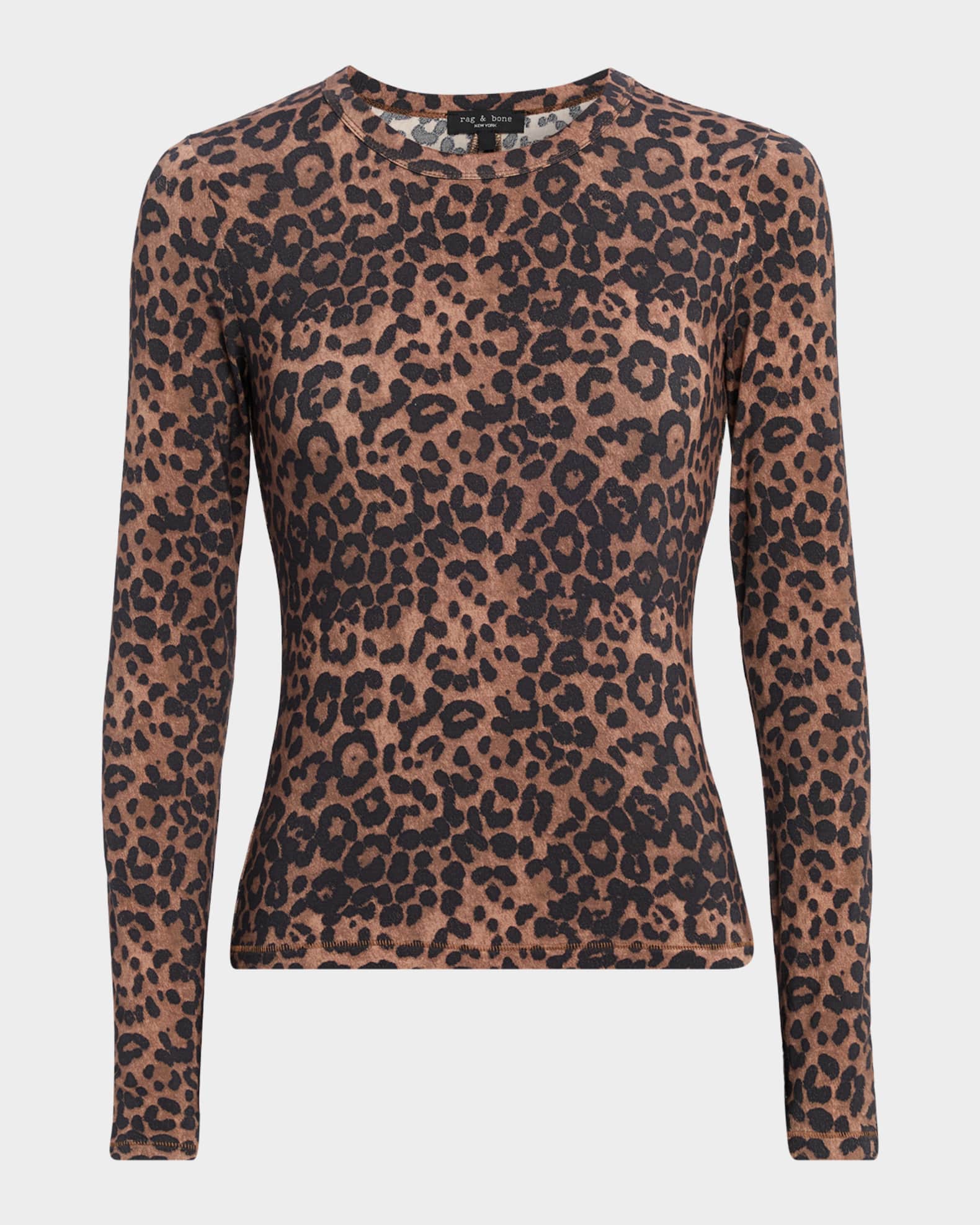 Rag & Bone Luca Long-Sleeve Leopard Tee | Neiman Marcus