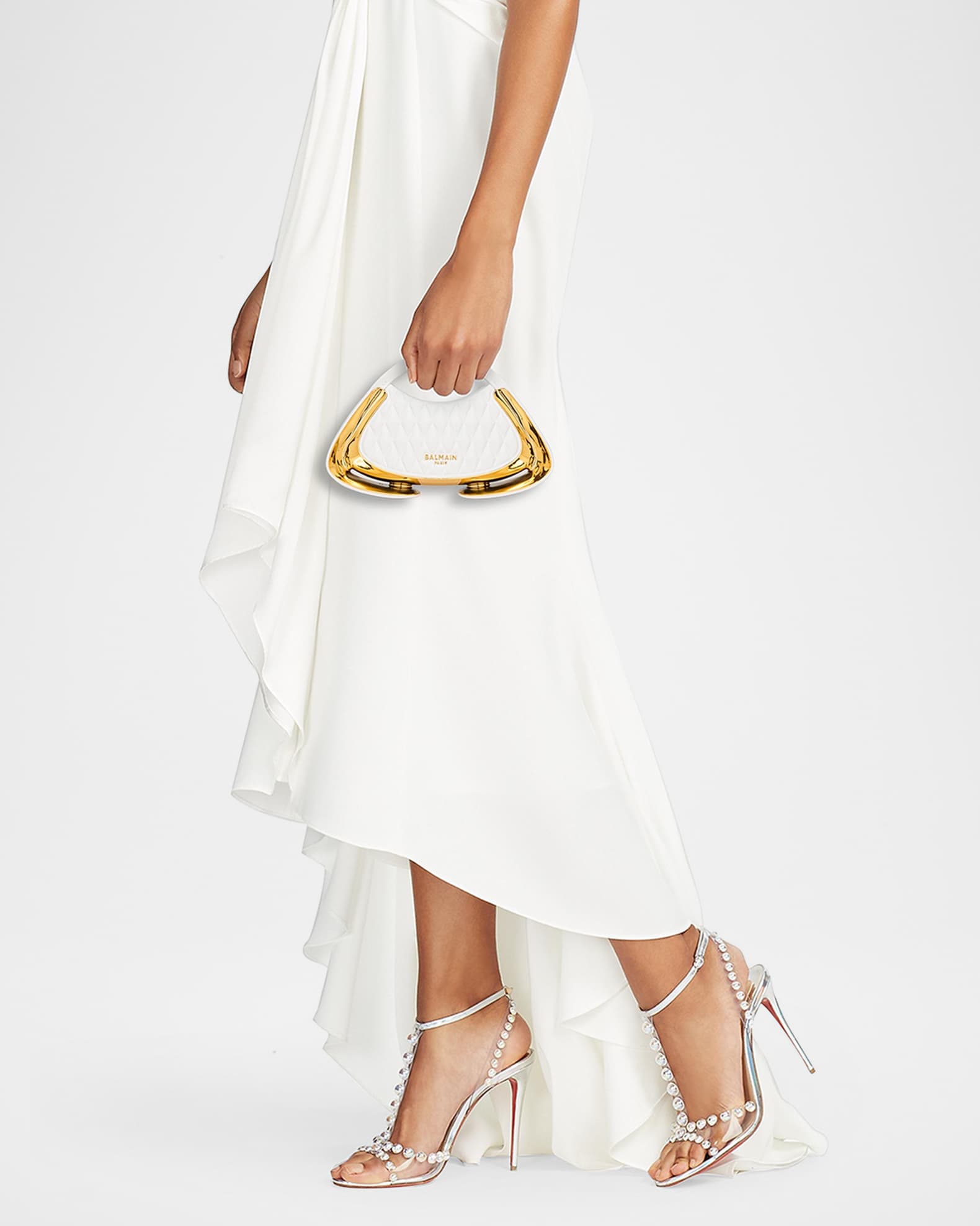 Balmain Jolie Madame Small Quilted Faux Leather Top-Handle Bag | Neiman ...