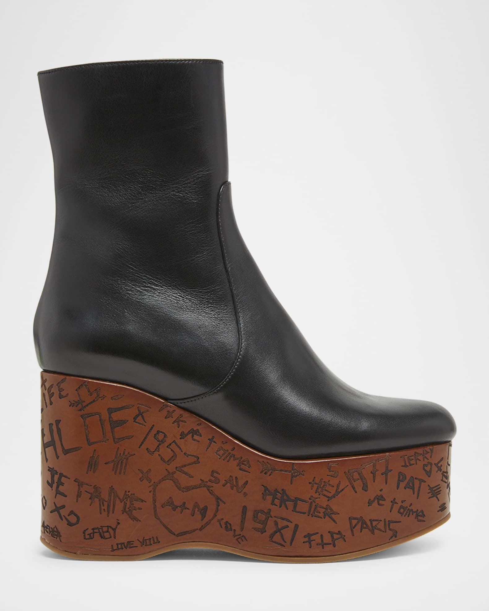 Chloe Maxime Leather Platform Ankle Boots | Neiman Marcus