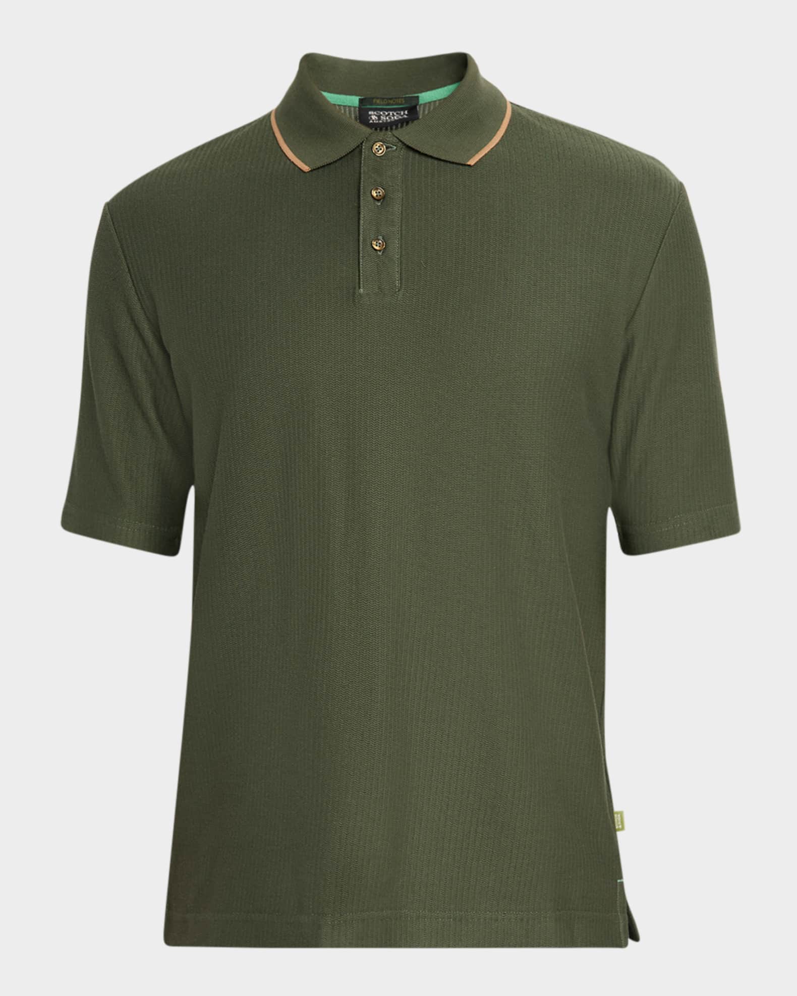 Scotch & Soda Men's Cotton Micro-Chevron Classic Fit Polo Shirt ...