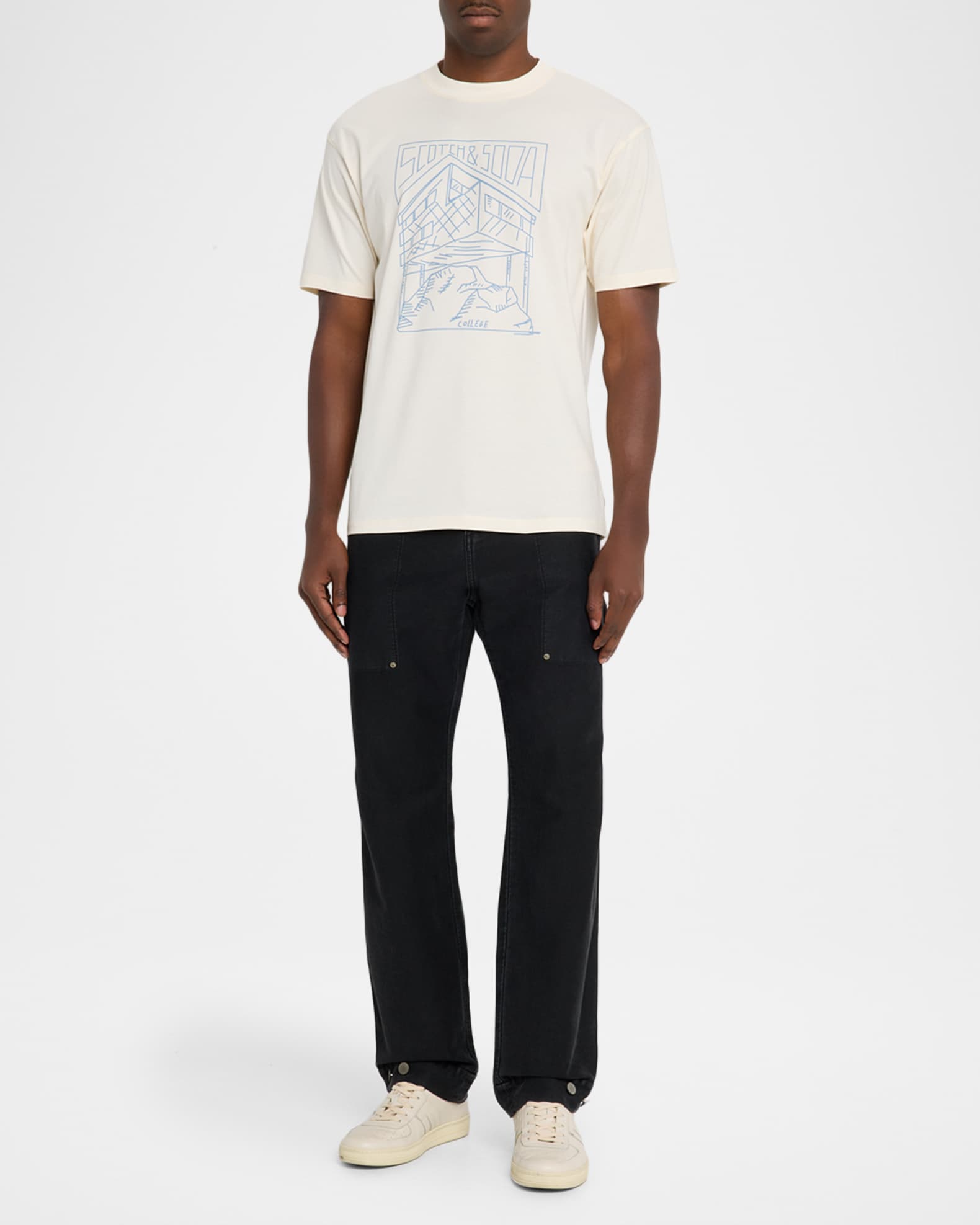Scotch & Soda Men's Relaxed Fit Linework Logo T-Shirt | Neiman Marcus