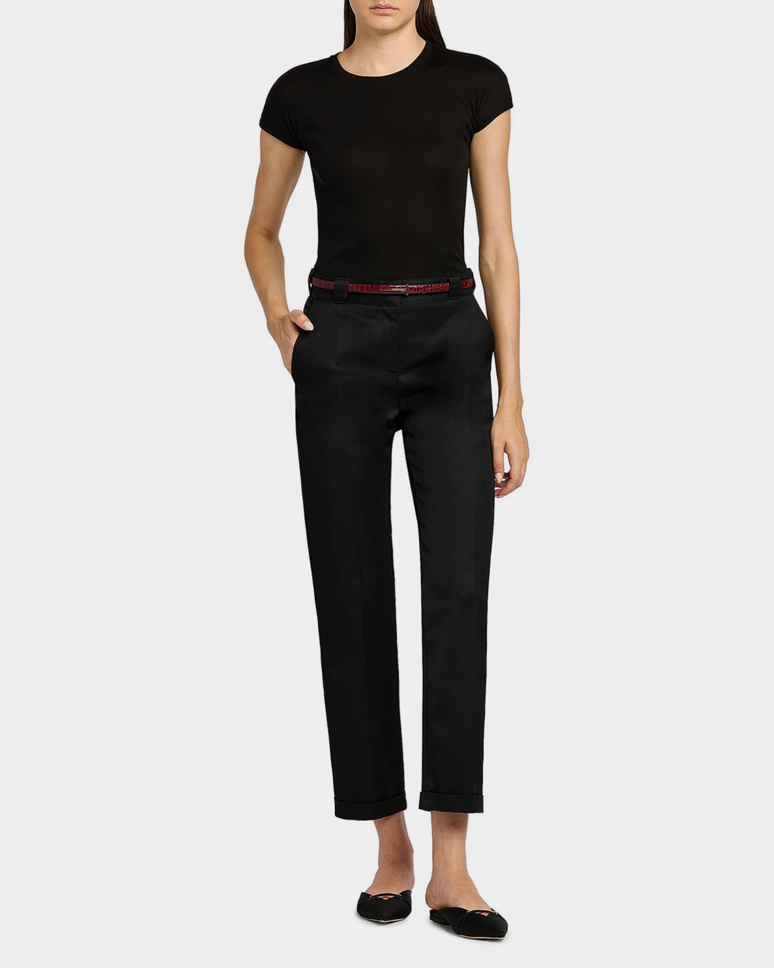 TOM FORD Croc-Effect Leather Belt | Neiman Marcus