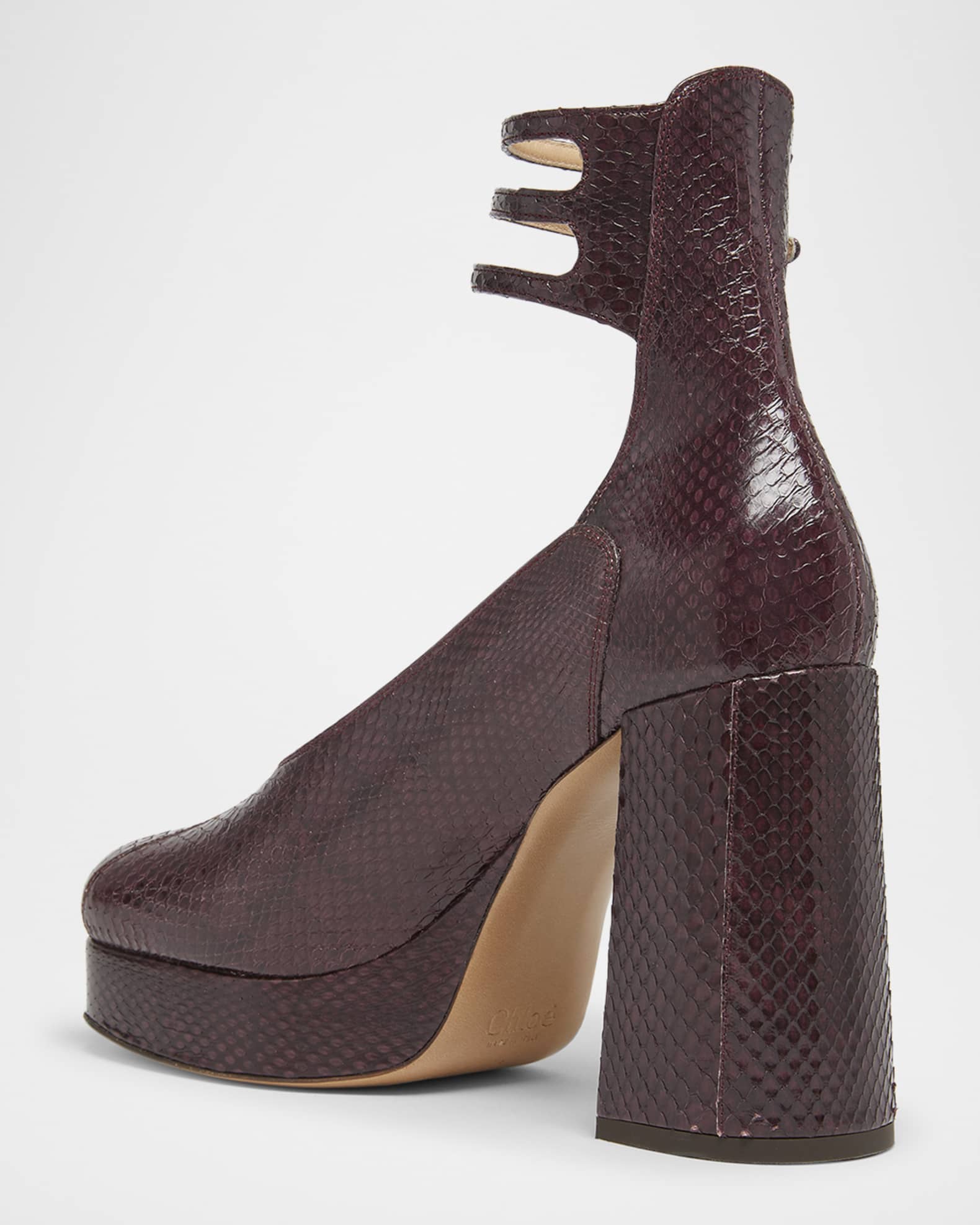 Chloe Loti Snake Platform Block-Heel Pumps | Neiman Marcus