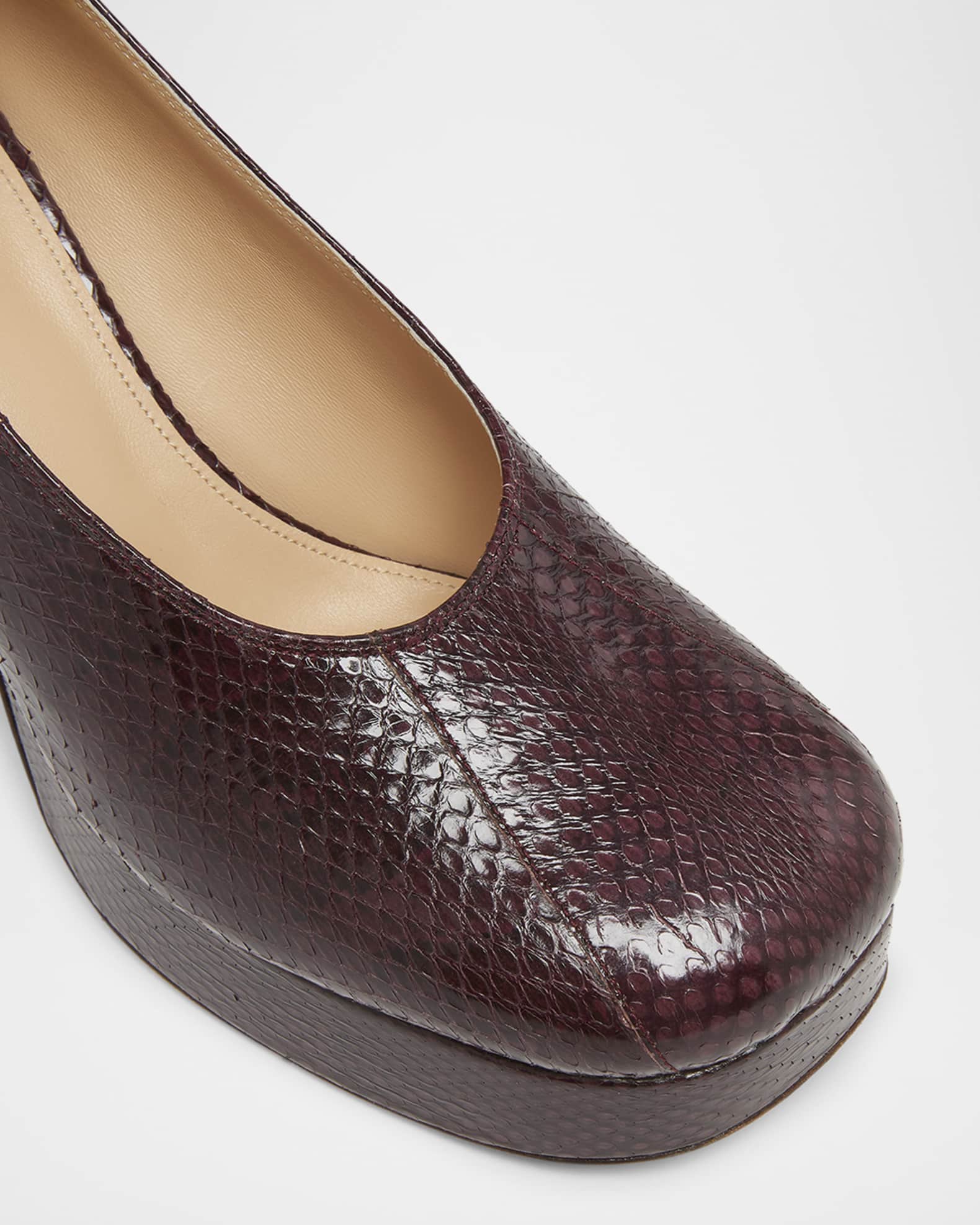 Chloe Loti Snake Platform Block-Heel Pumps | Neiman Marcus