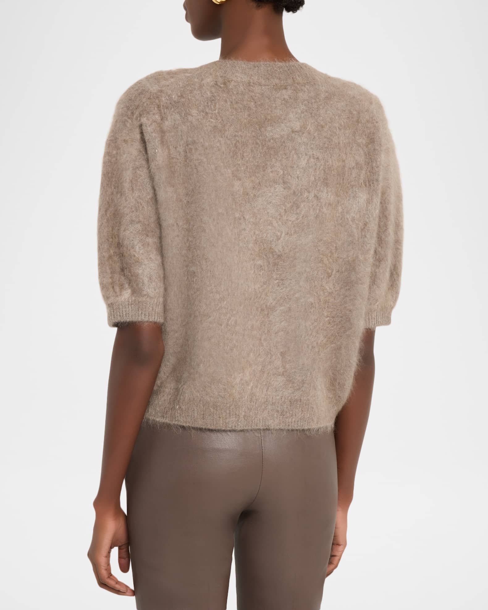 Lisa Yang Juniper Brushed Cashmere Short-Sleeve Sweater | Neiman Marcus