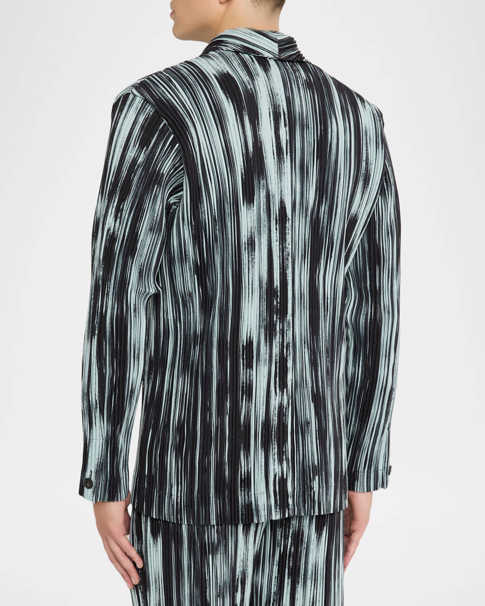 Homme Plisse Issey Miyake Men's Brushstroke Stripe Pleated Blazer ...