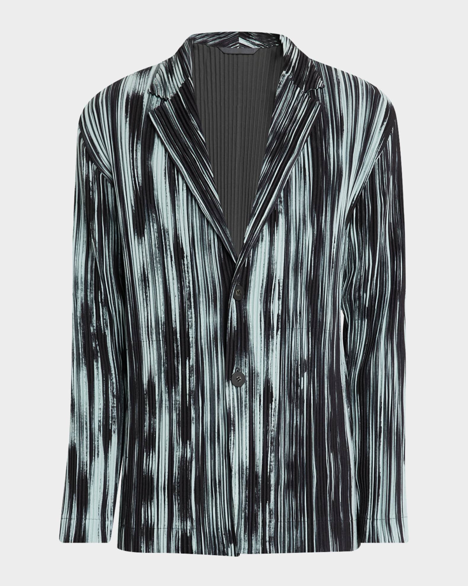 Homme Plisse Issey Miyake Men's Brushstroke Stripe Pleated Blazer ...