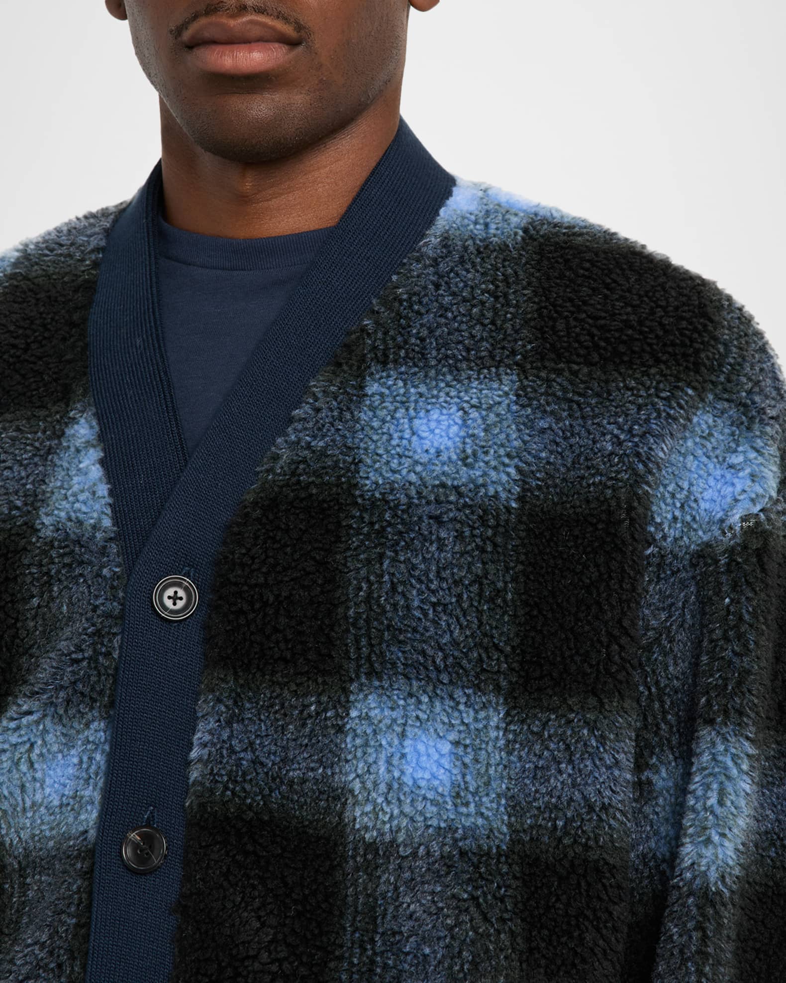 Scotch & Soda Men's Plaid Polar Fleece Cardigan | Neiman Marcus