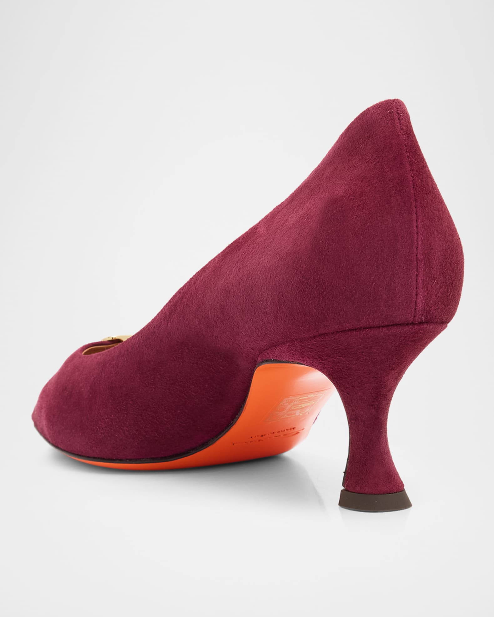 Santoni 55mm Suede Buckle Mid-Heel Pumps | Neiman Marcus