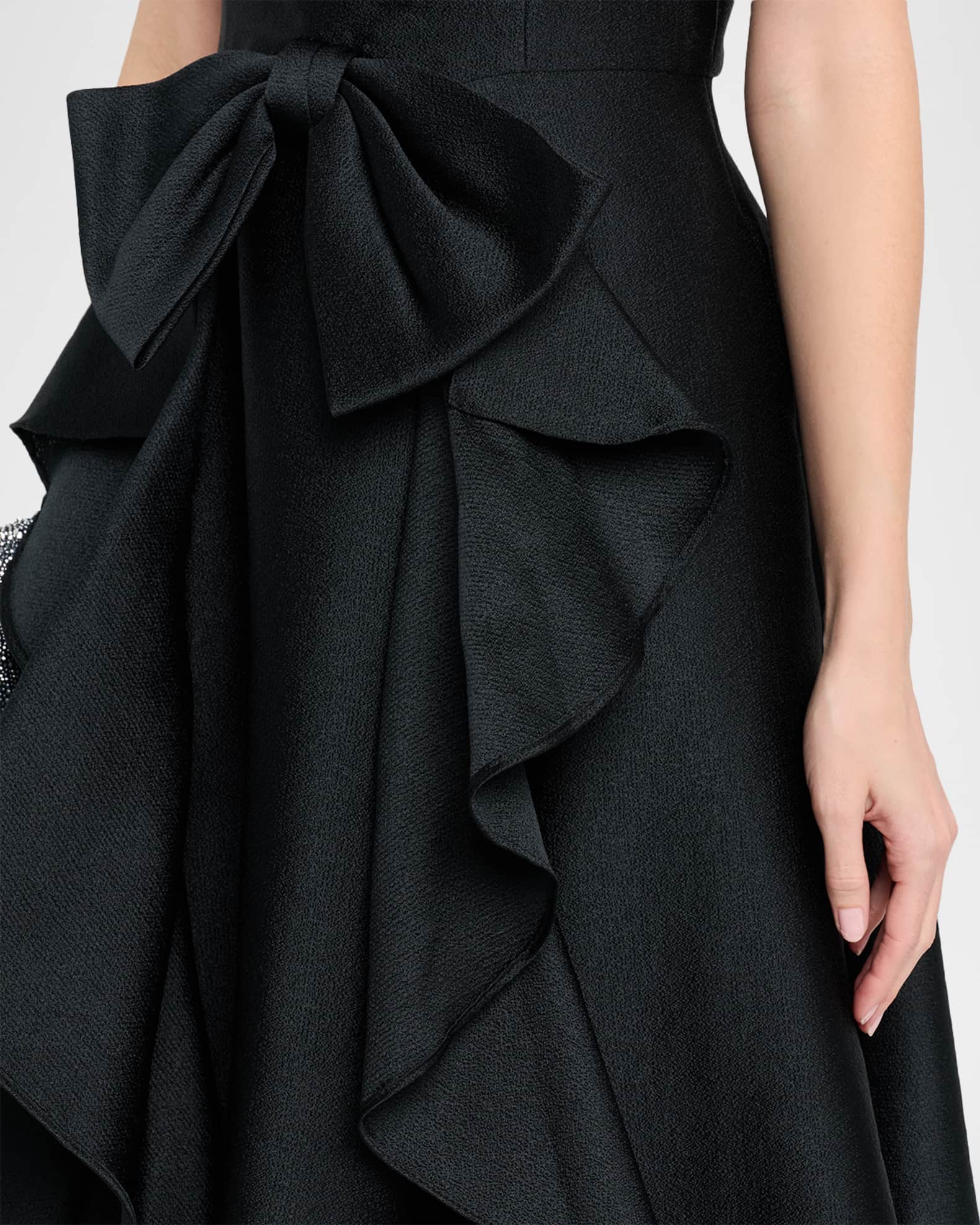 Shoshanna Leo Bow-Front Pebble Mikado Maxi Dress | Neiman Marcus