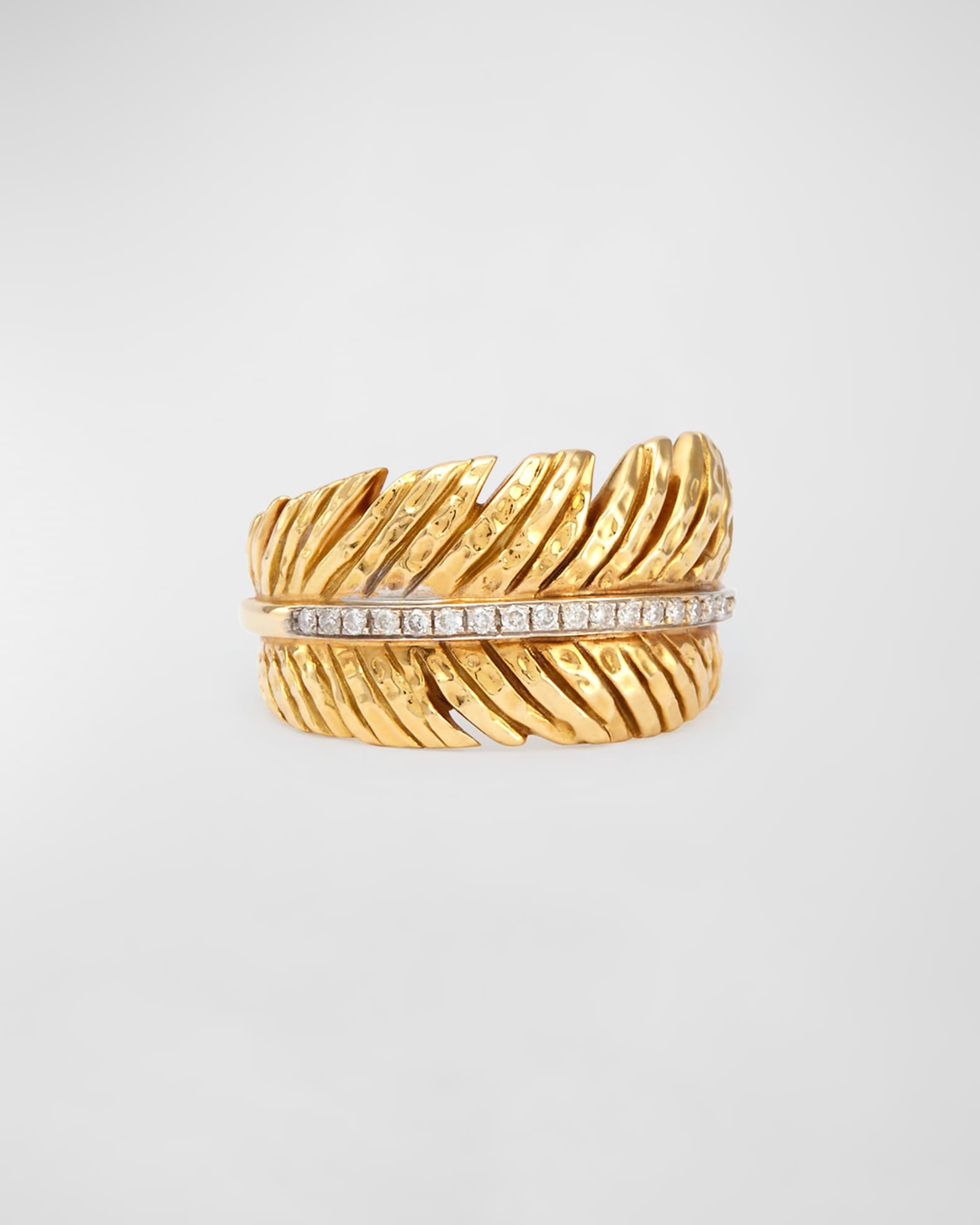 Michael Aram 18k Feather Ring with Diamonds | Neiman Marcus