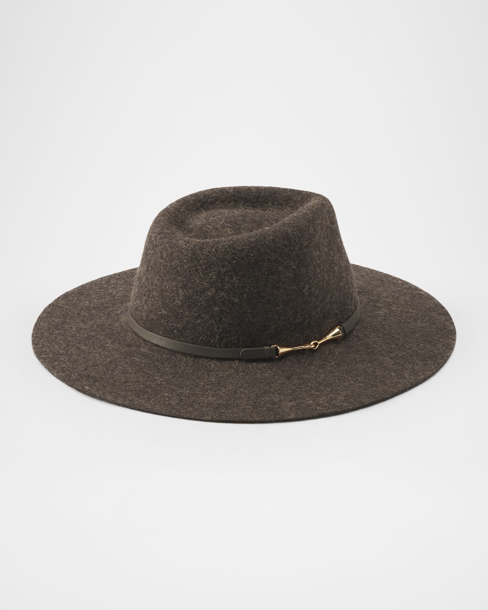 Helen Kaminski Claude Leather-Trim Wool Felt Fedora | Neiman Marcus
