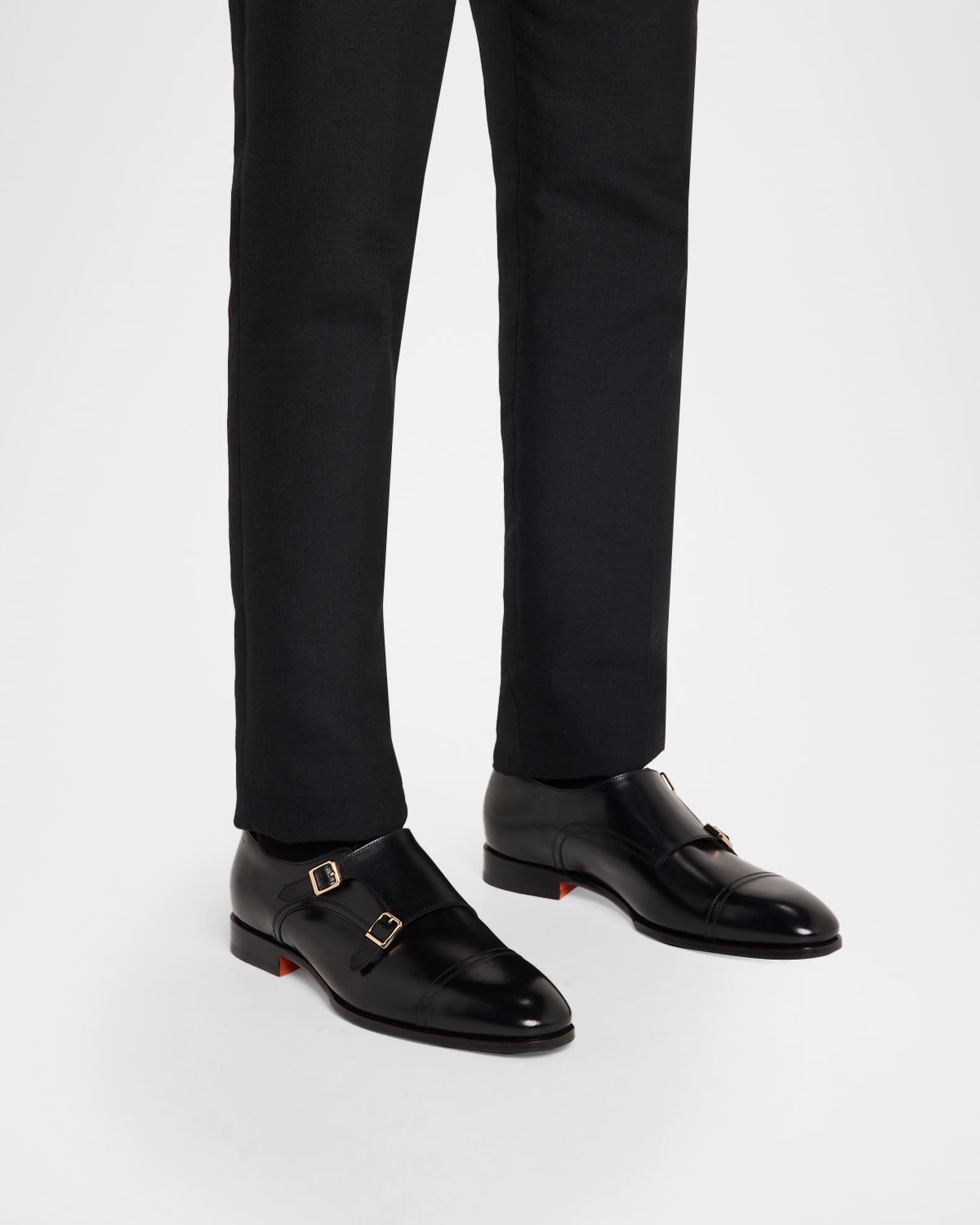 Santoni Men's Adrian Leather Double-Monk Strap Loafers | Neiman Marcus