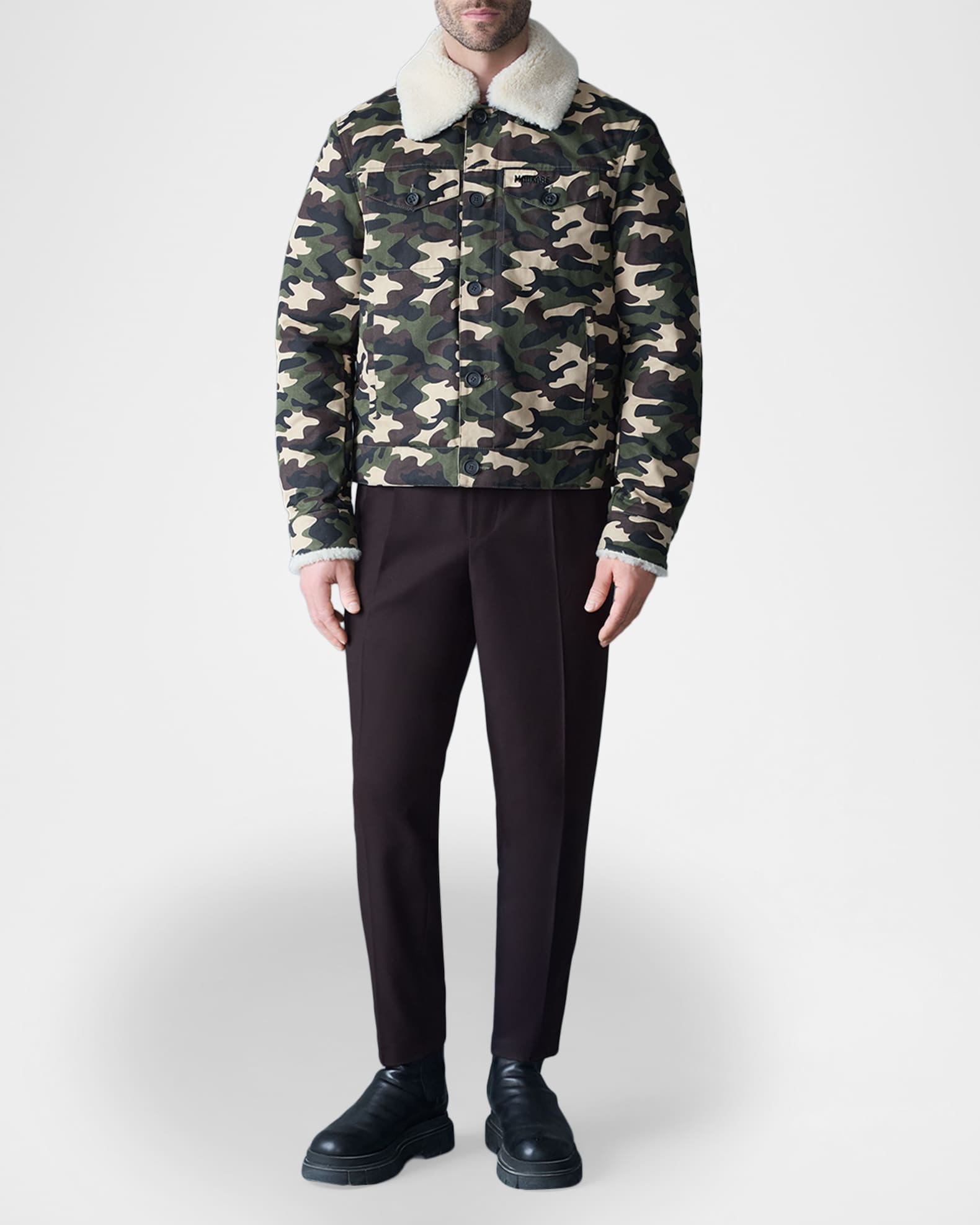 Mackage Men's Nash-SH Camouflage Trucker Jacket | Neiman Marcus