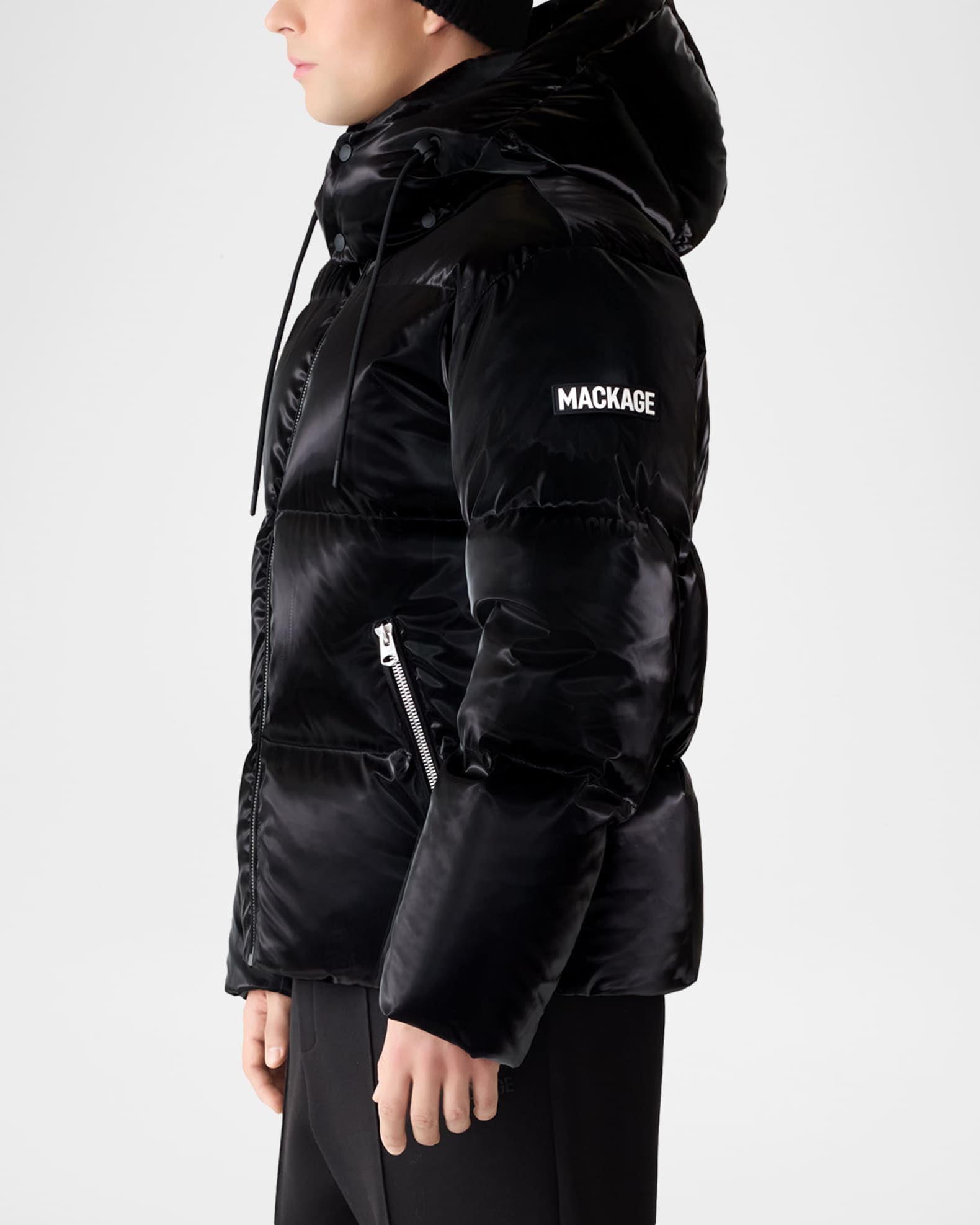 Mackage Men's Kent-Glo High-Gloss Hooded Down Jacket | Neiman Marcus