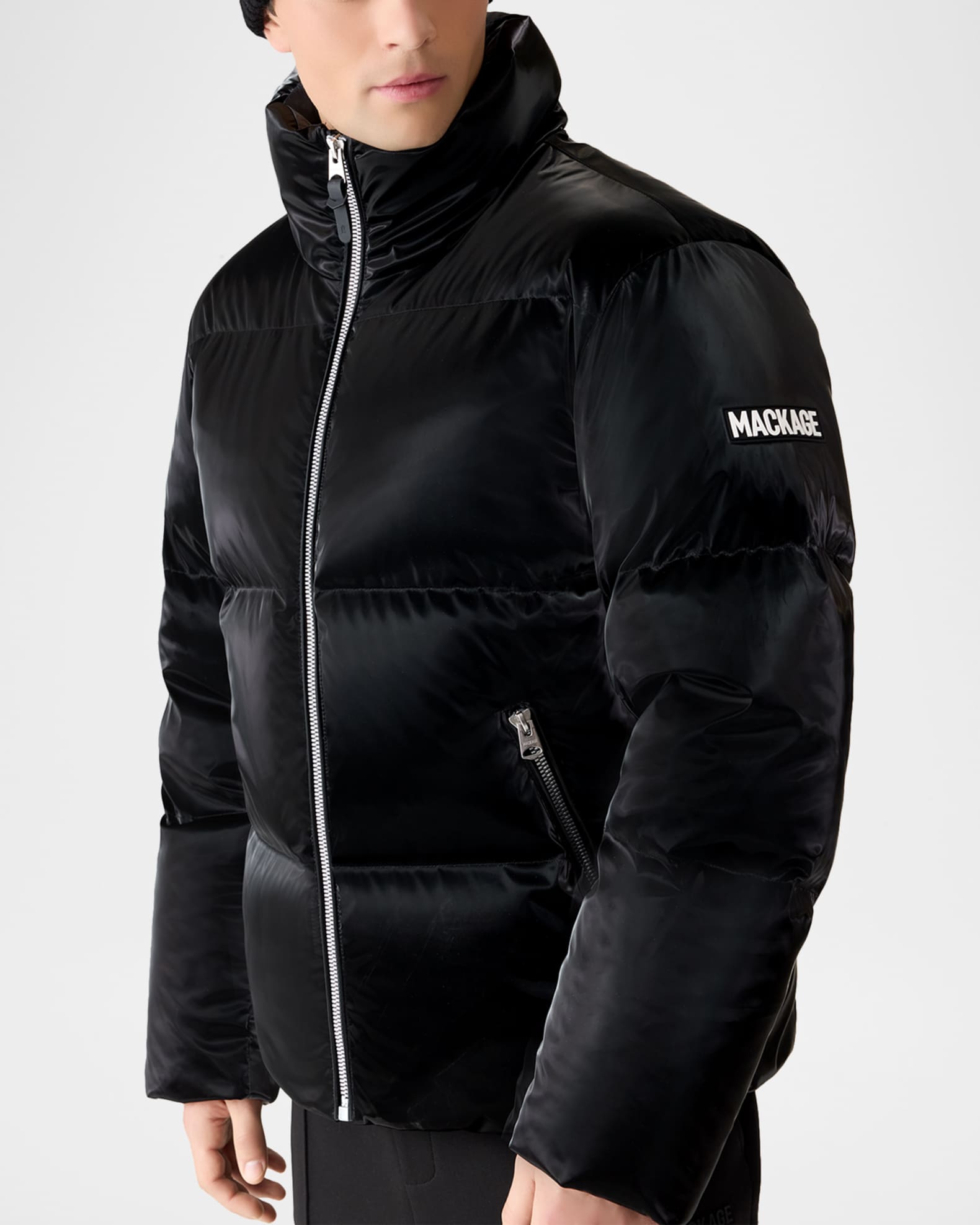 Mackage Men's Kent-Glo High-Gloss Hooded Down Jacket | Neiman Marcus