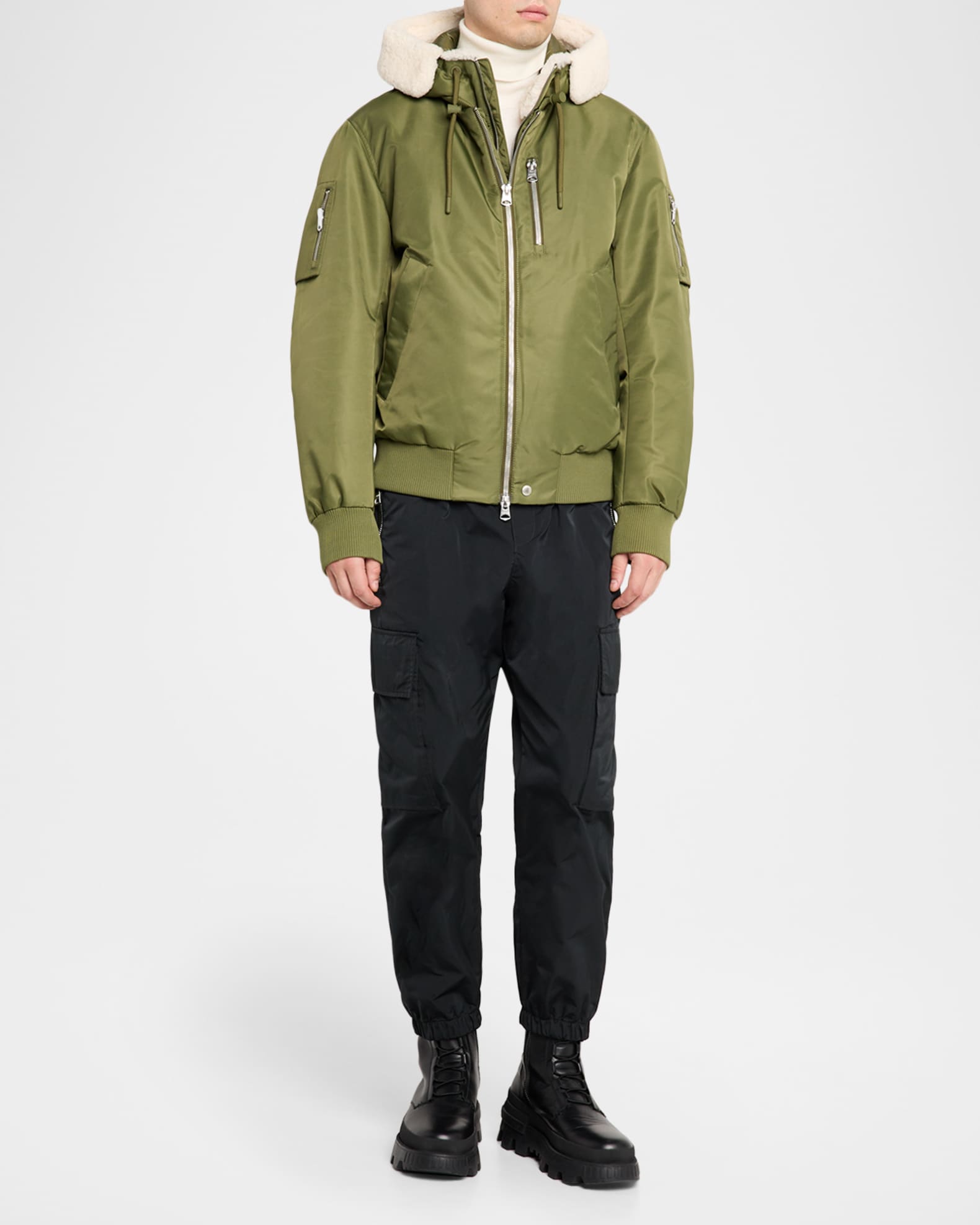 Mackage Men's August Bomber Jacket with Shearling-Trimmed Hood | Neiman ...