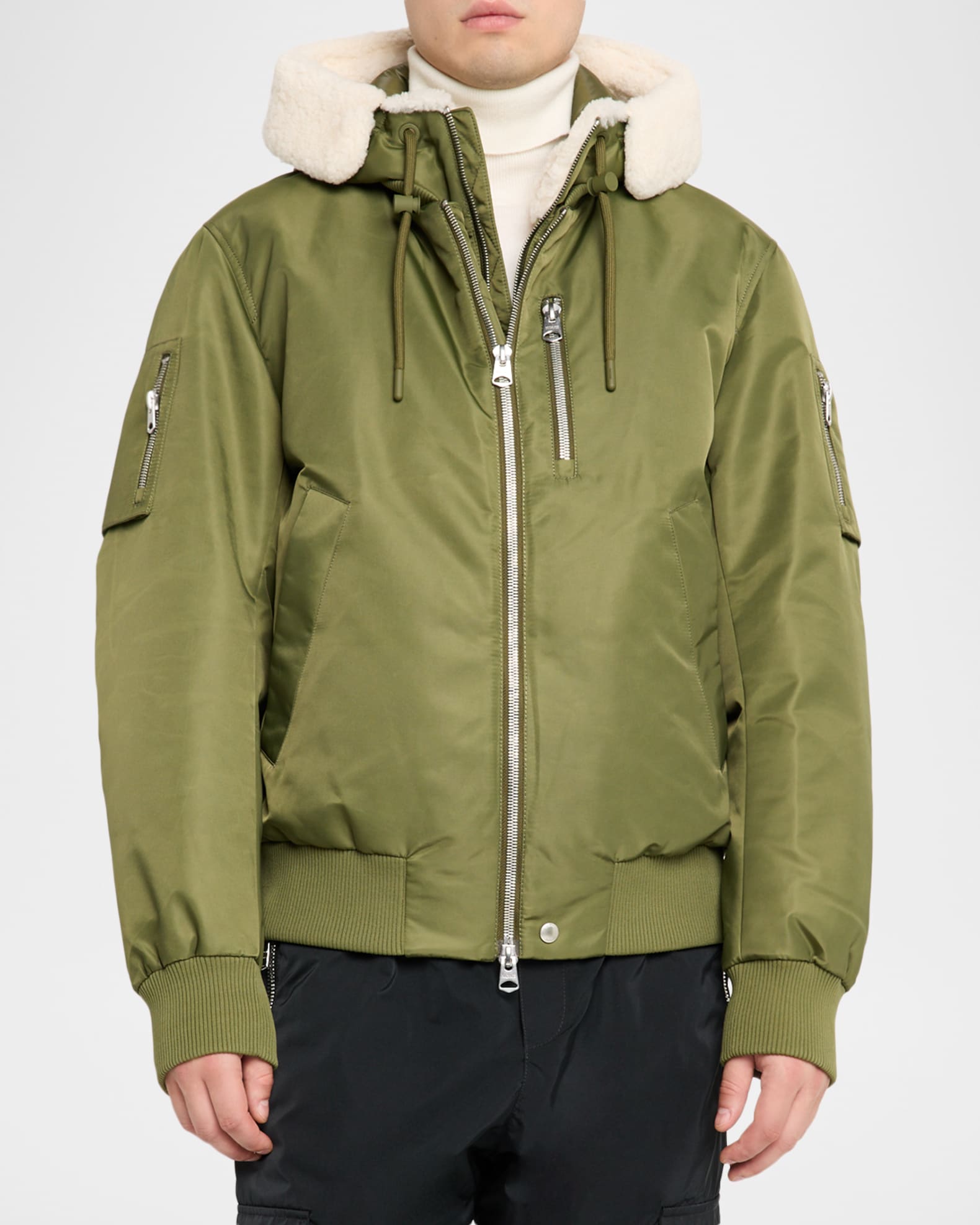 Mackage Men's August Bomber Jacket with Shearling-Trimmed Hood | Neiman ...