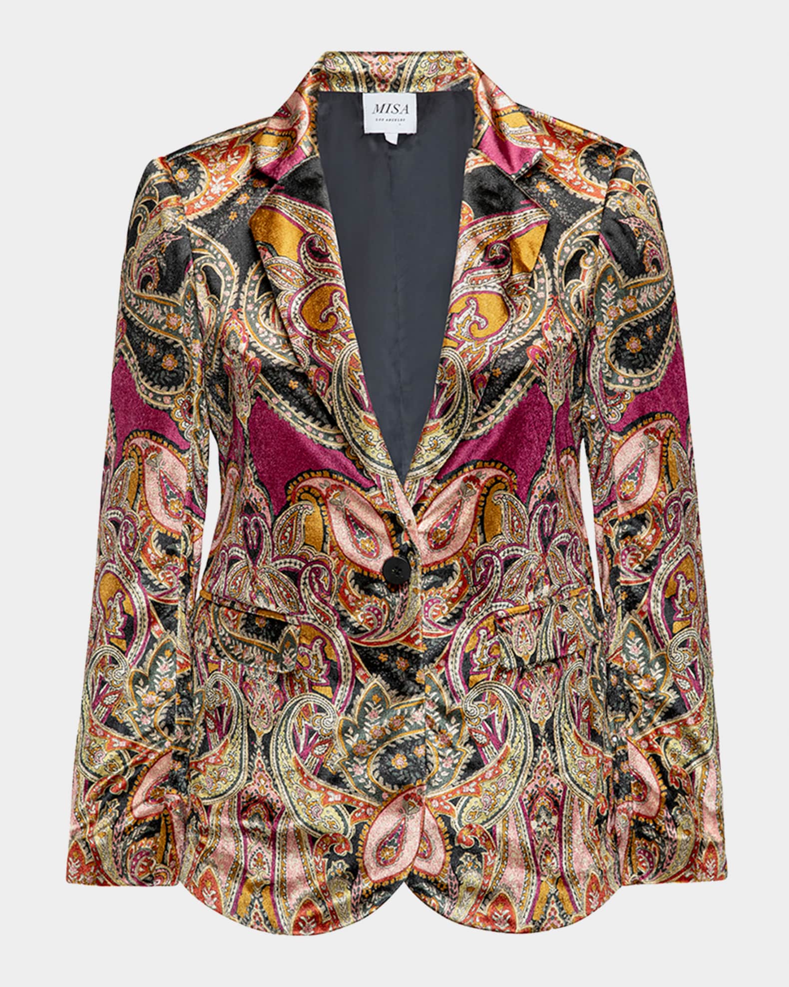 MISA Los Angeles Catroux Paisley Velvet Single-Breasted Blazer | Neiman ...
