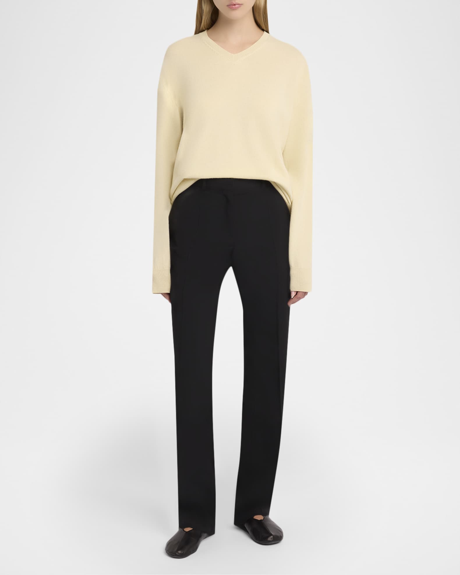 THE ROW Migeia V-Neck Cashmere Sweater | Neiman Marcus